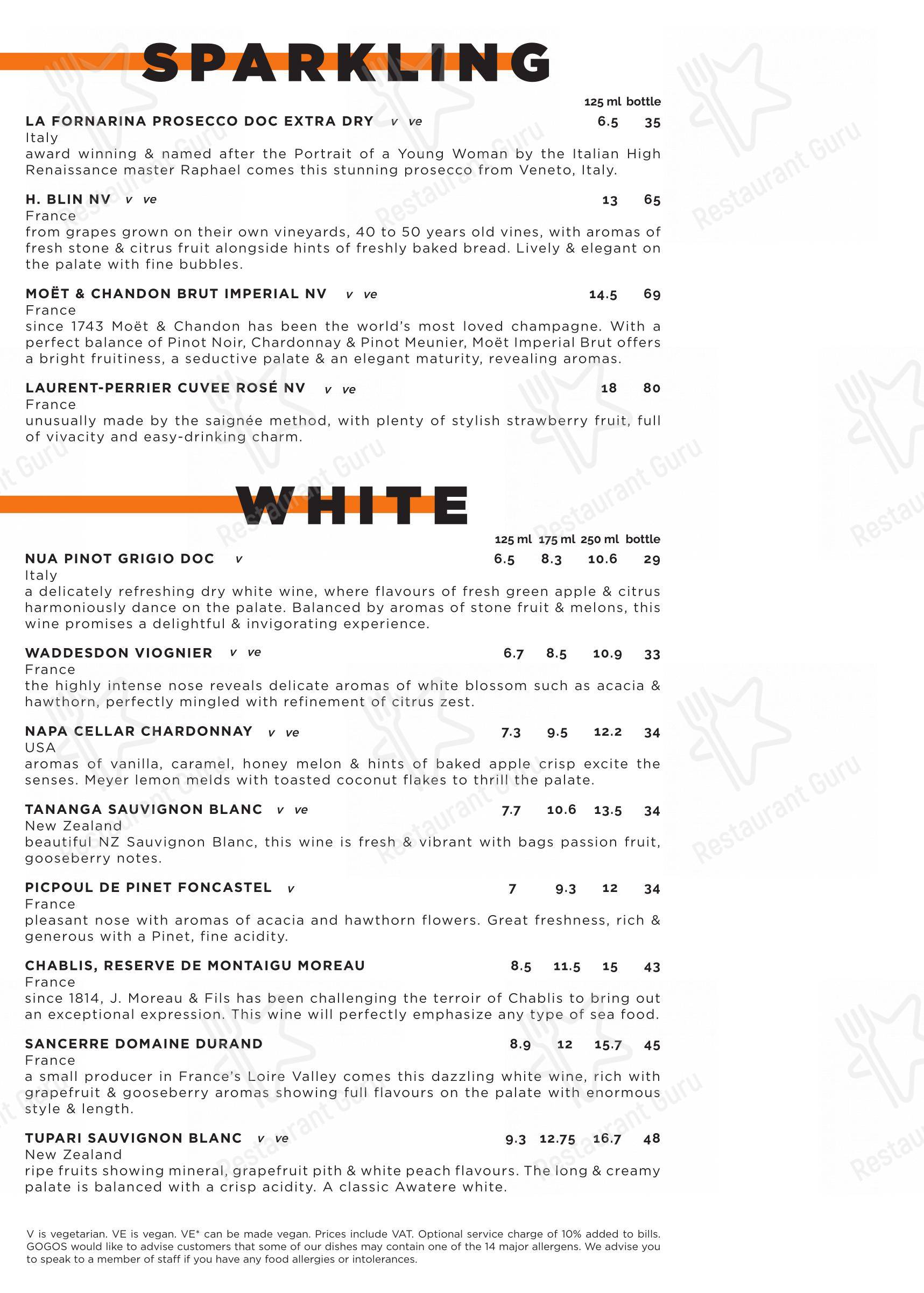 Menu at GOGOS Waterfront Restaurant, Windsor, Racecourse Marina