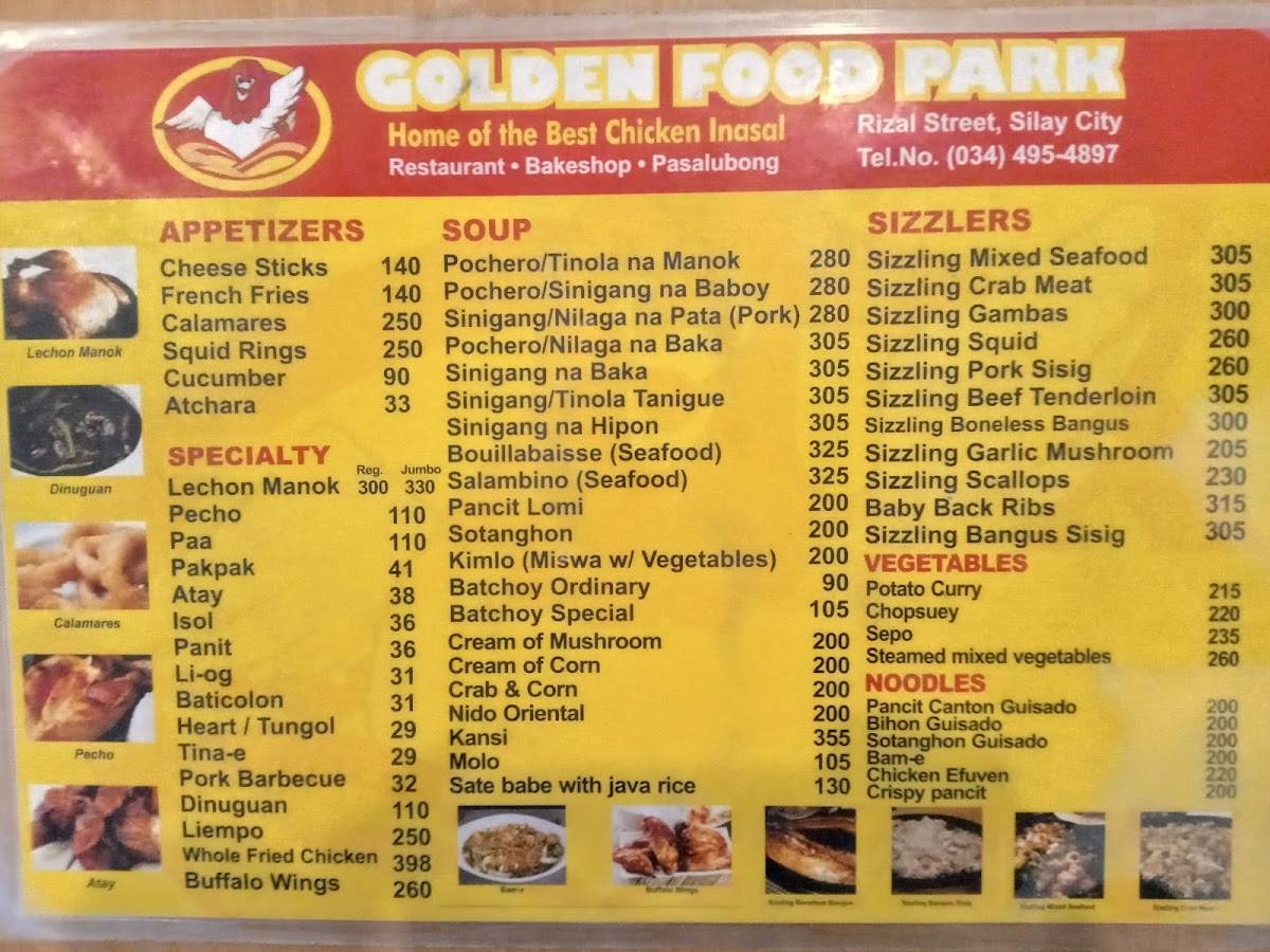 Menu at GOLDEN FOOD PARK restaurant, Silay City