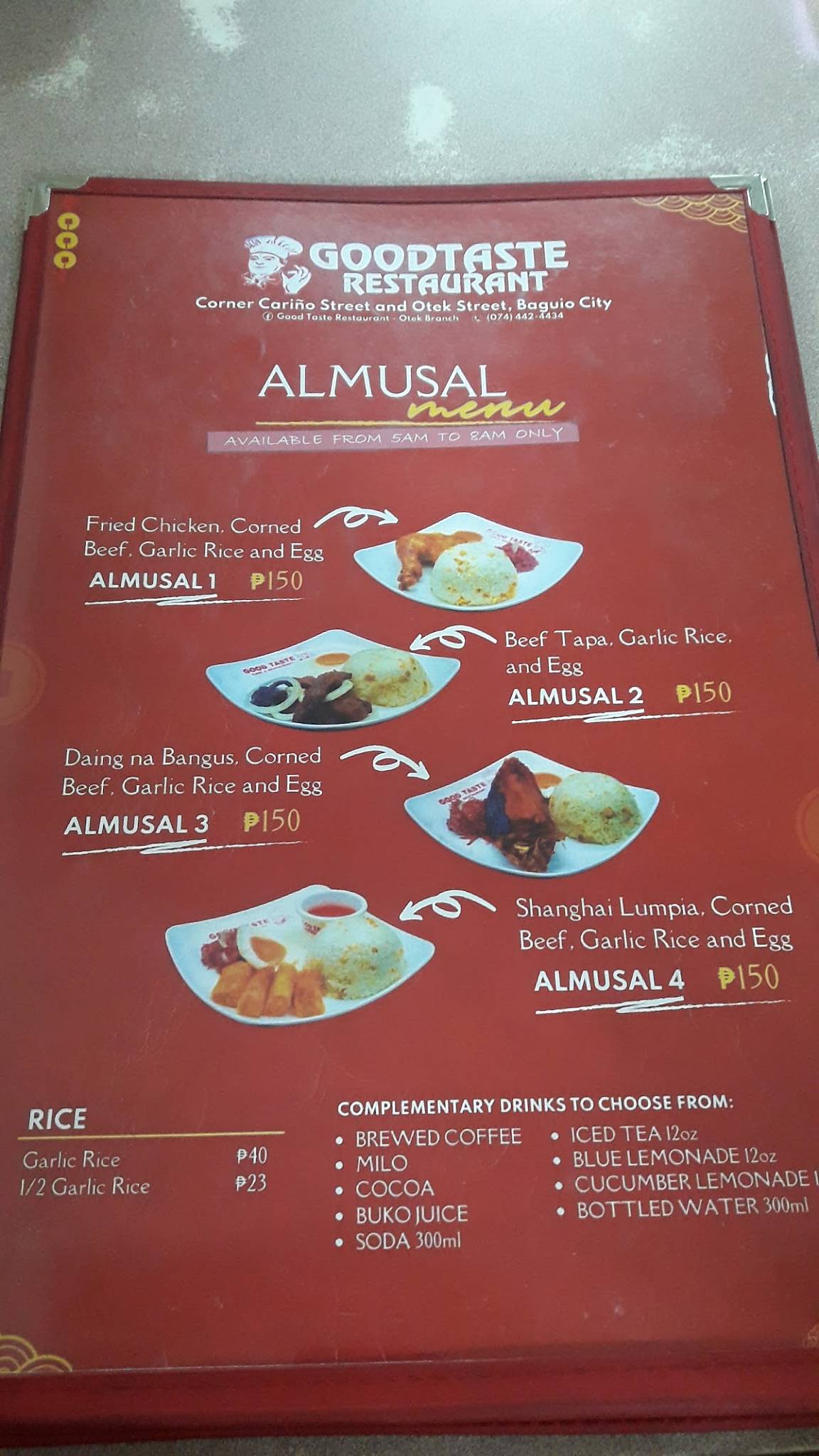 Menu at GOODTASTE RESTAURANT, Baguio, Otek St