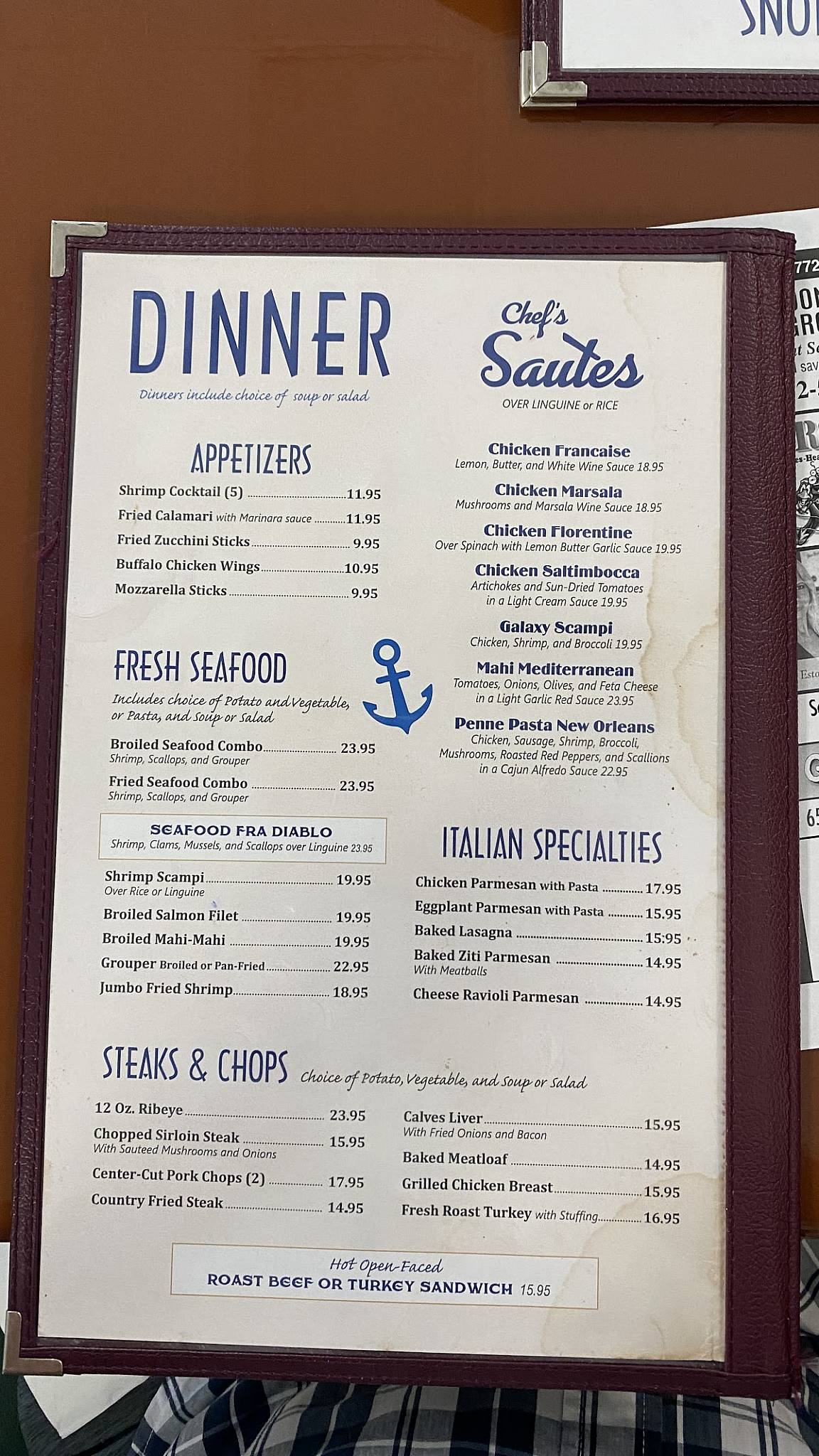 Menu at Galaxy Diner restaurant, Stuart