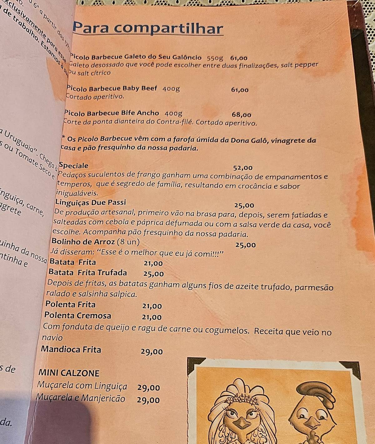Menu em Galeteria Dona Galô restaurante, São Paulo