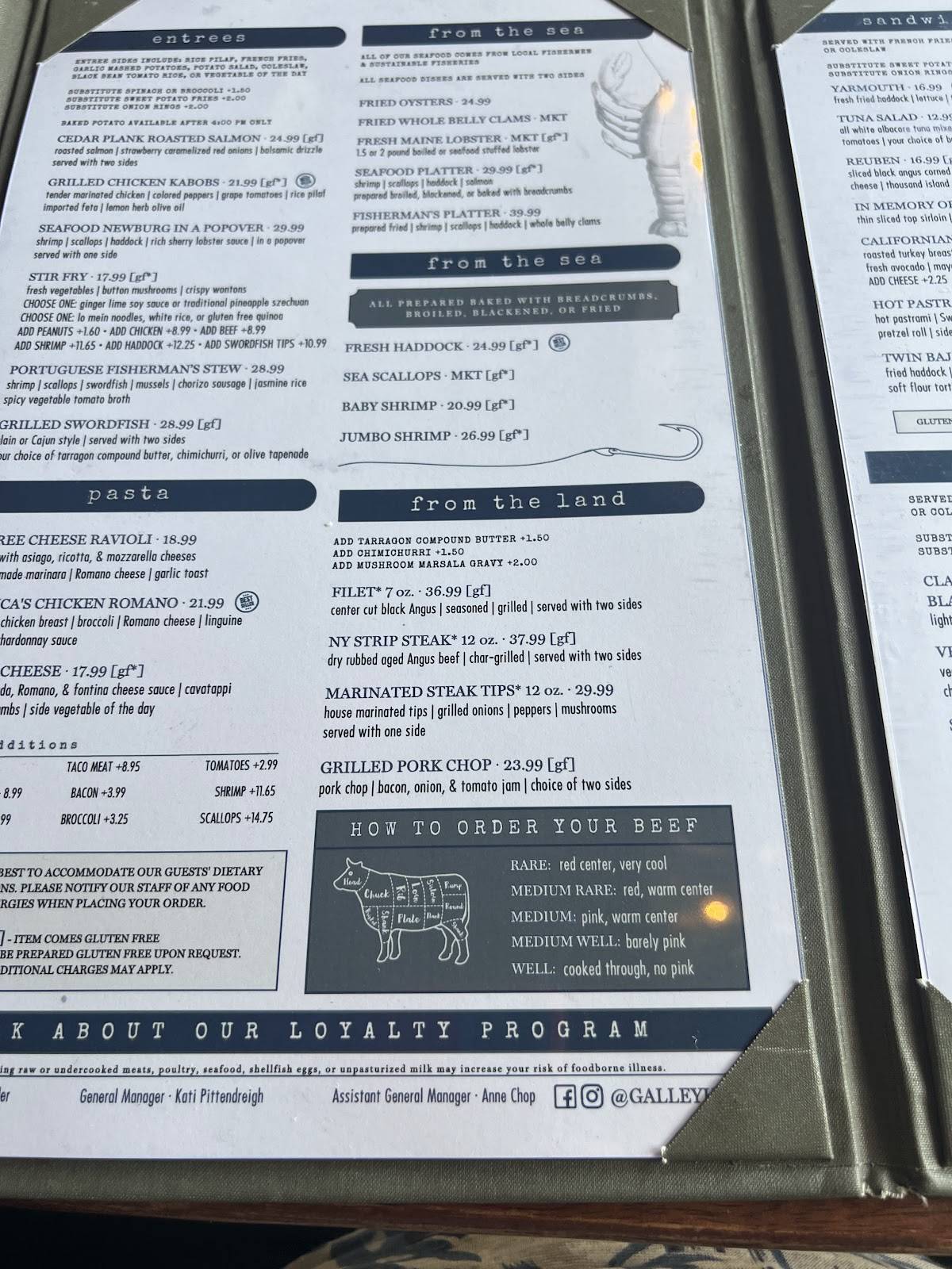 Menu at Galley Hatch Restaurant, Hampton