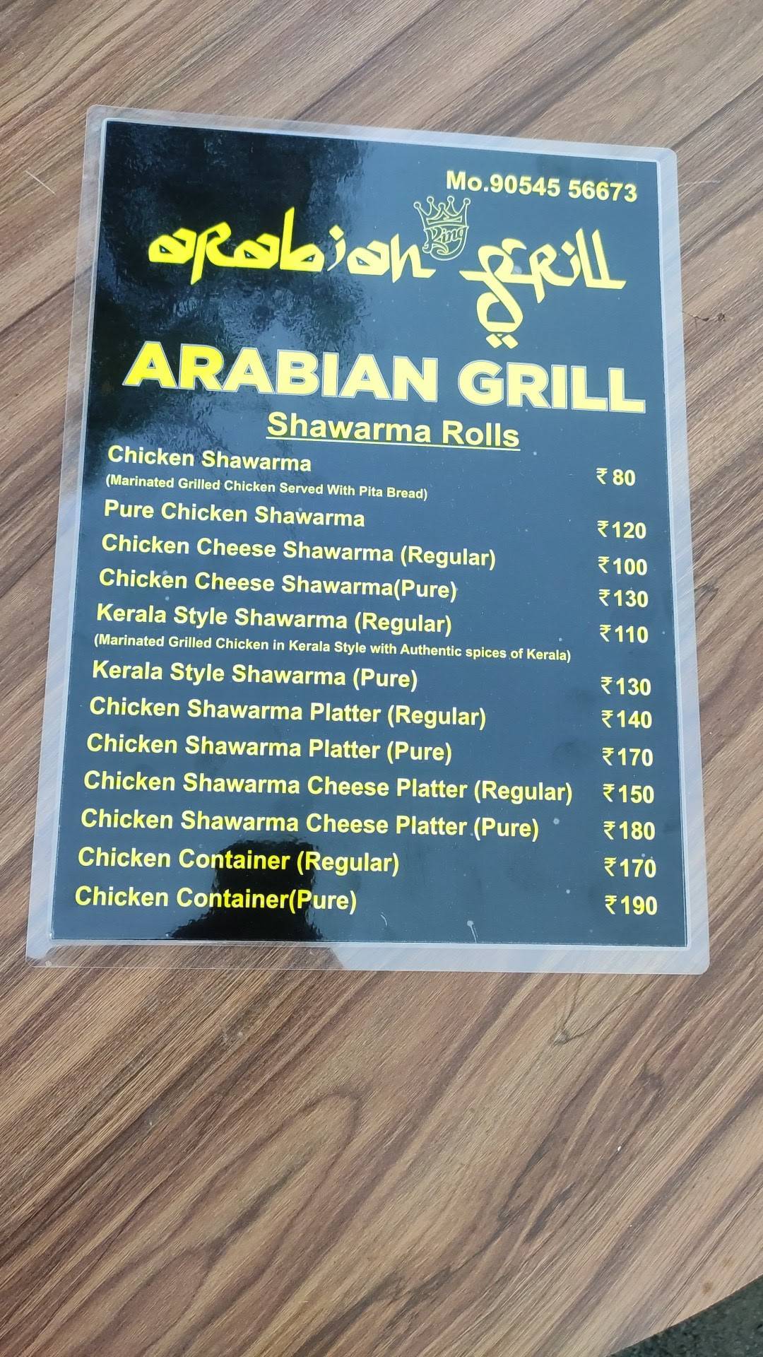 Menu at Arabian Grill, Gandhidham