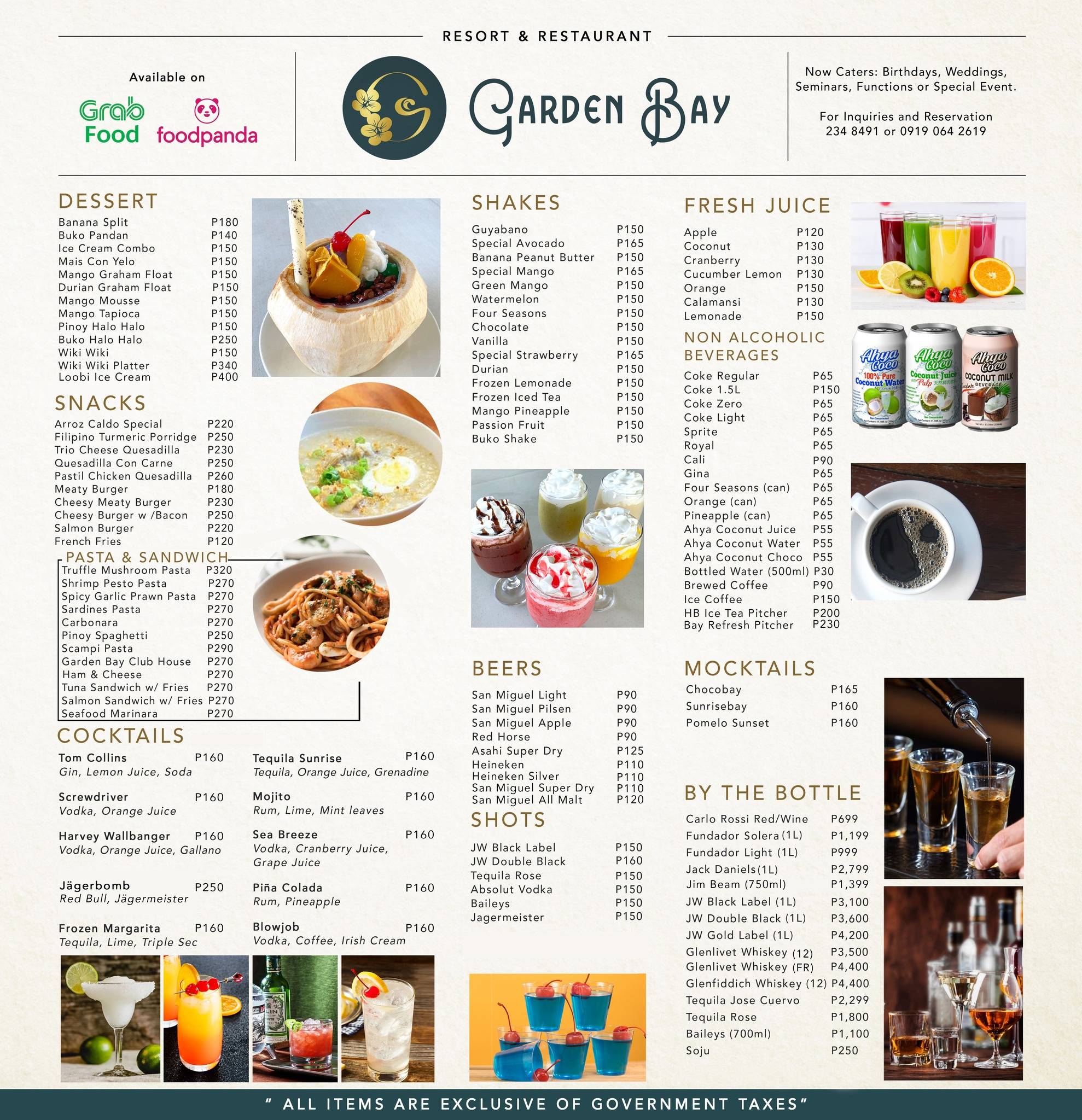 Menu at Garden Bay Resort & Restaurant Davao City, Davao City