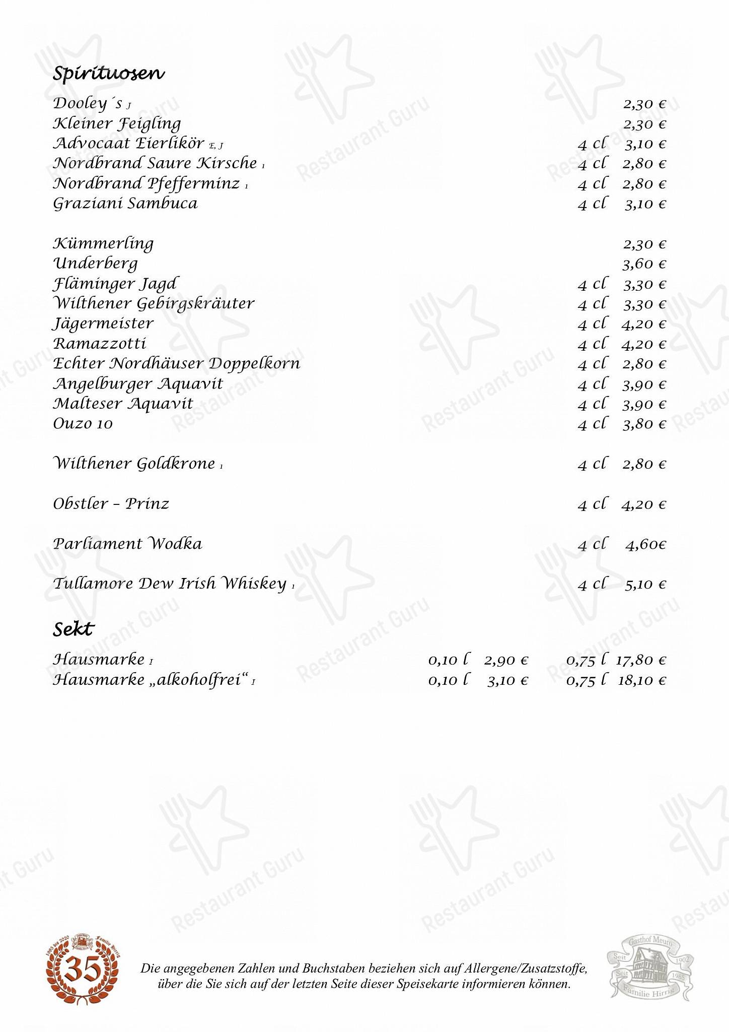 Speisekarte von Gasthof Meuro restaurant, Schipkau