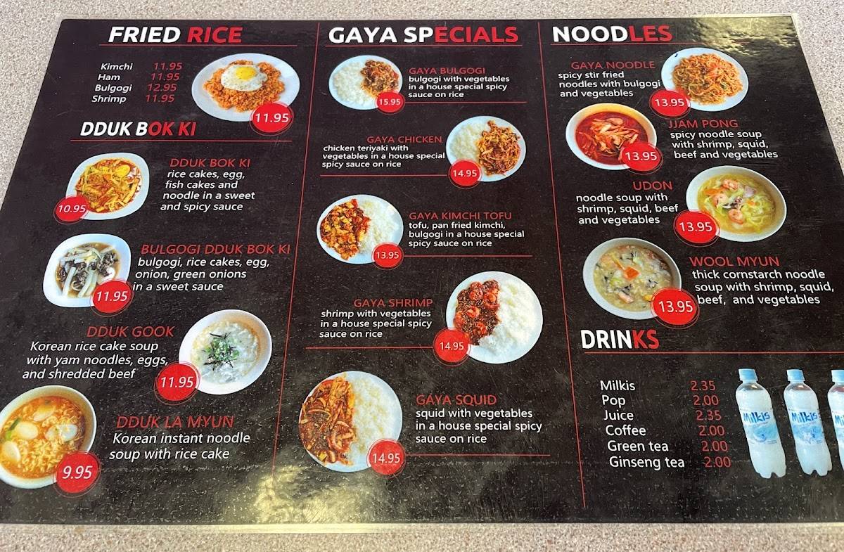 Menu au Gaya Korean Restaurant, Edmonton