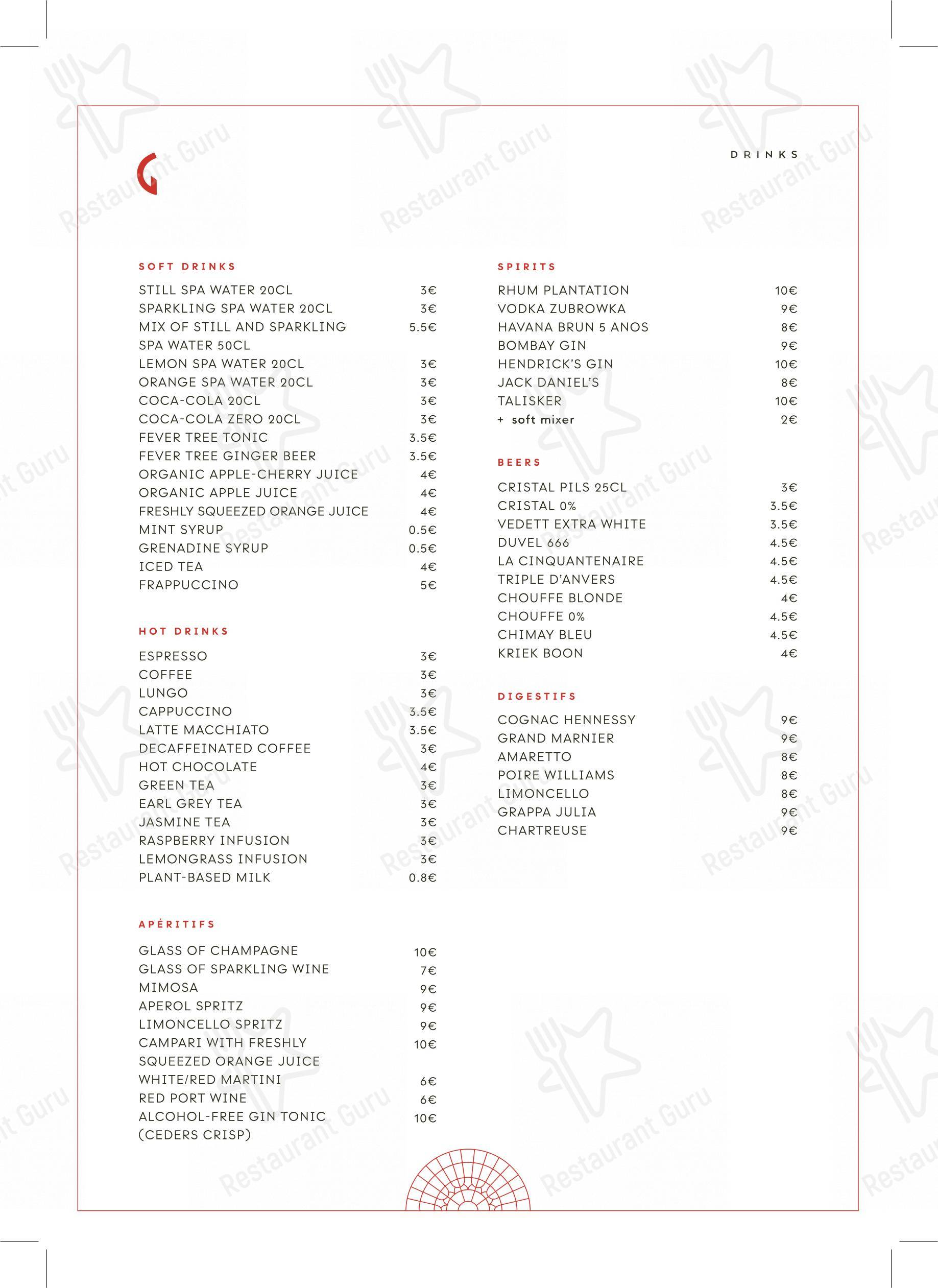 Menu au Gédéon, Bruxelles