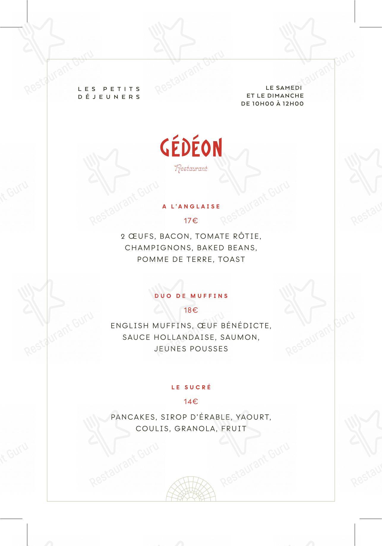 Menu au Gédéon, Bruxelles