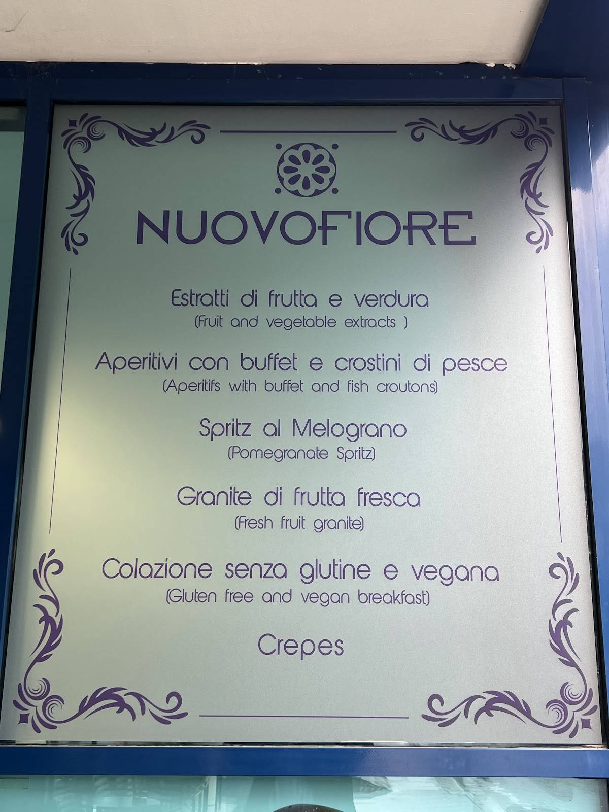 Menu da Nuovo Fiore pub & bar, Cesenatico