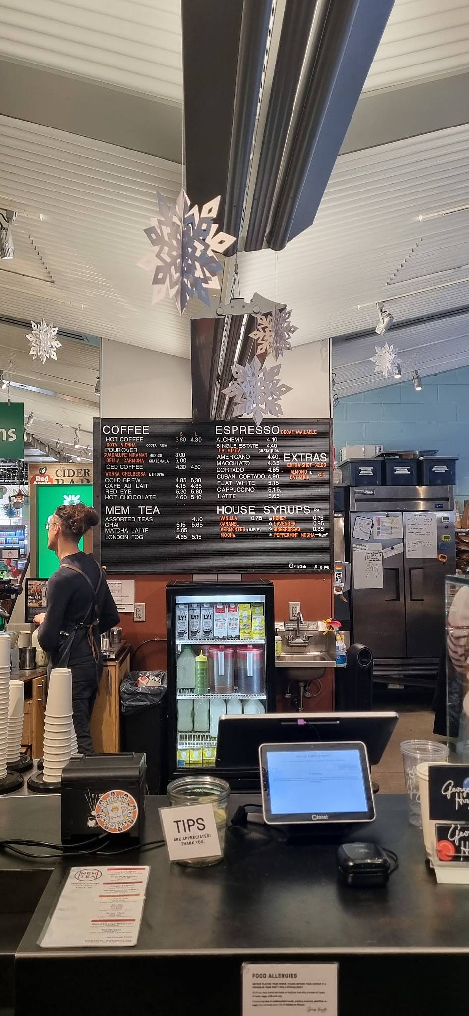 Menu at George Howell Coffee cafe, Boston, Public Market