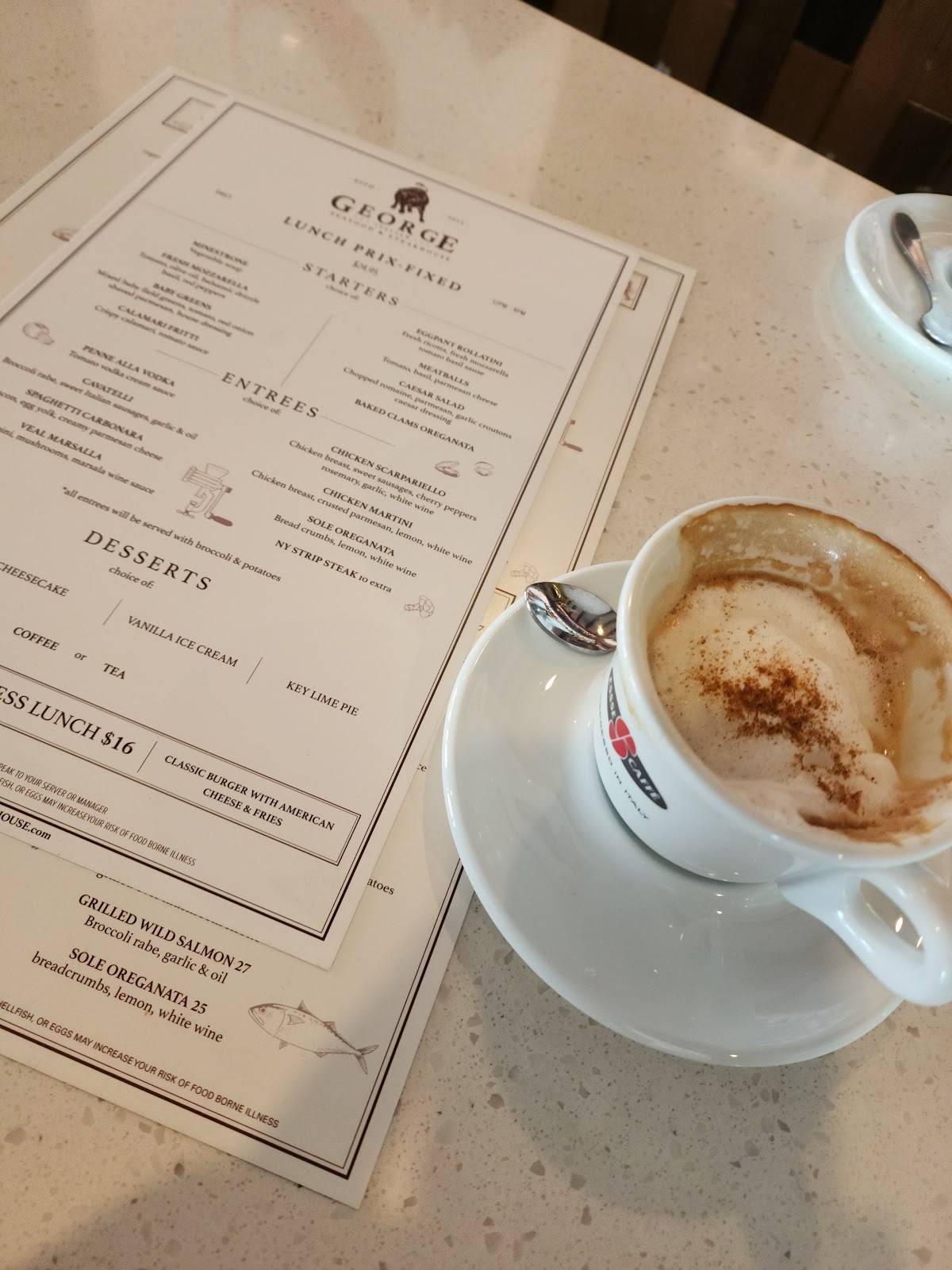 Menu at George Italian Seafood & Steakhouse, Greenwich