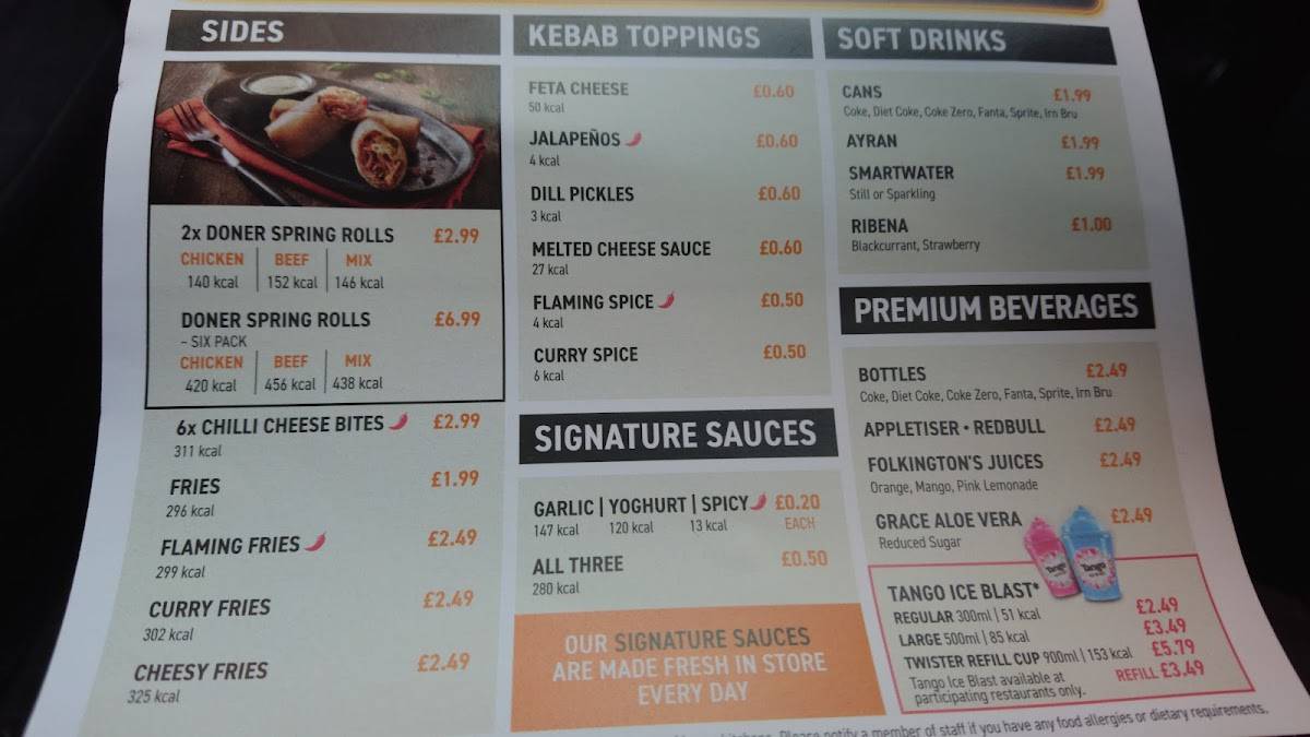 Menu at German Doner Kebab fast food, Worcester