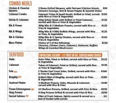 Carta de The Harvard Cafe Rand Airport, Germiston, Main Terminal Building