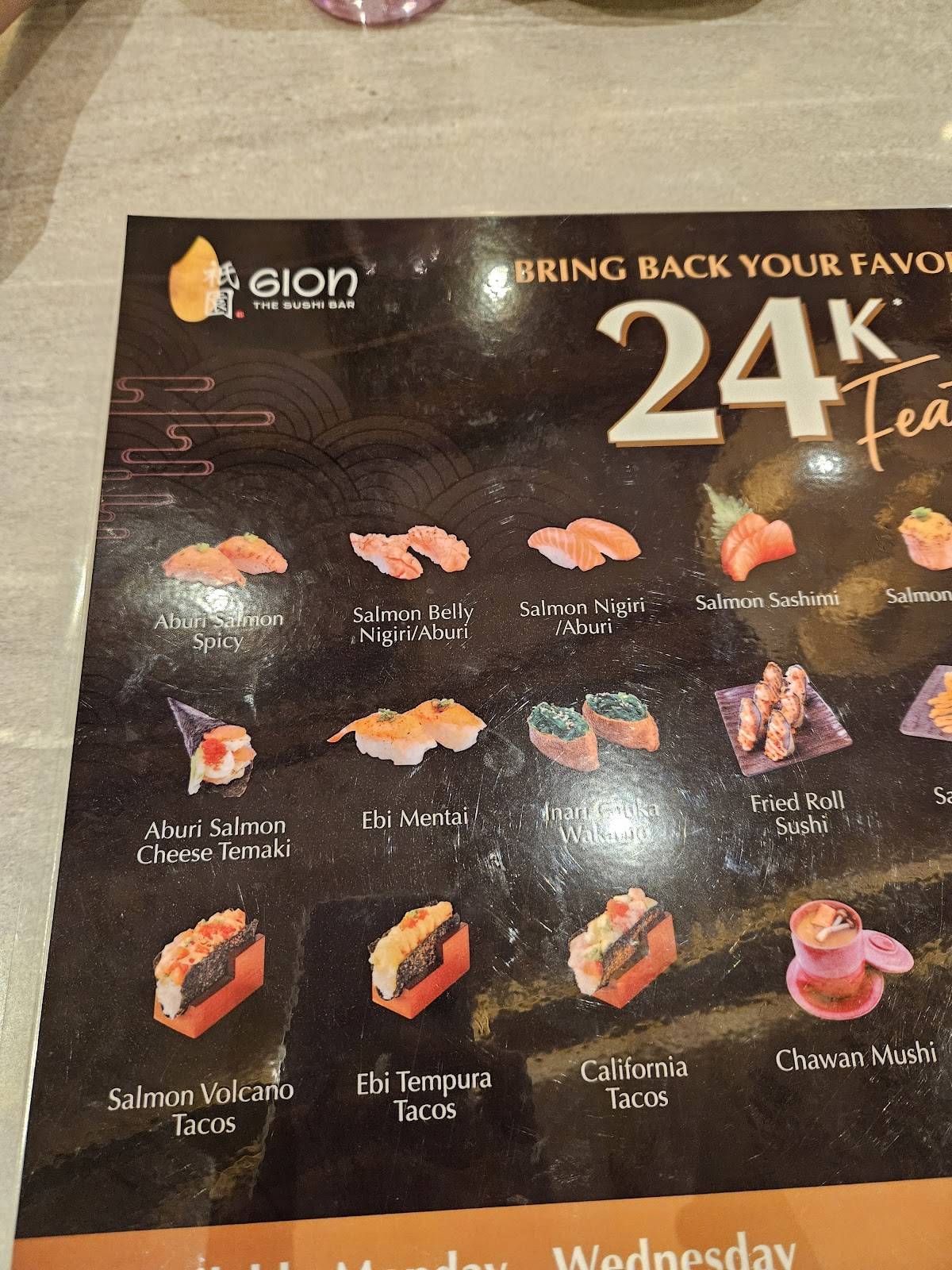 Carta de Gion The Sushi Bar - AEON Mall Deltamas, Bekasi