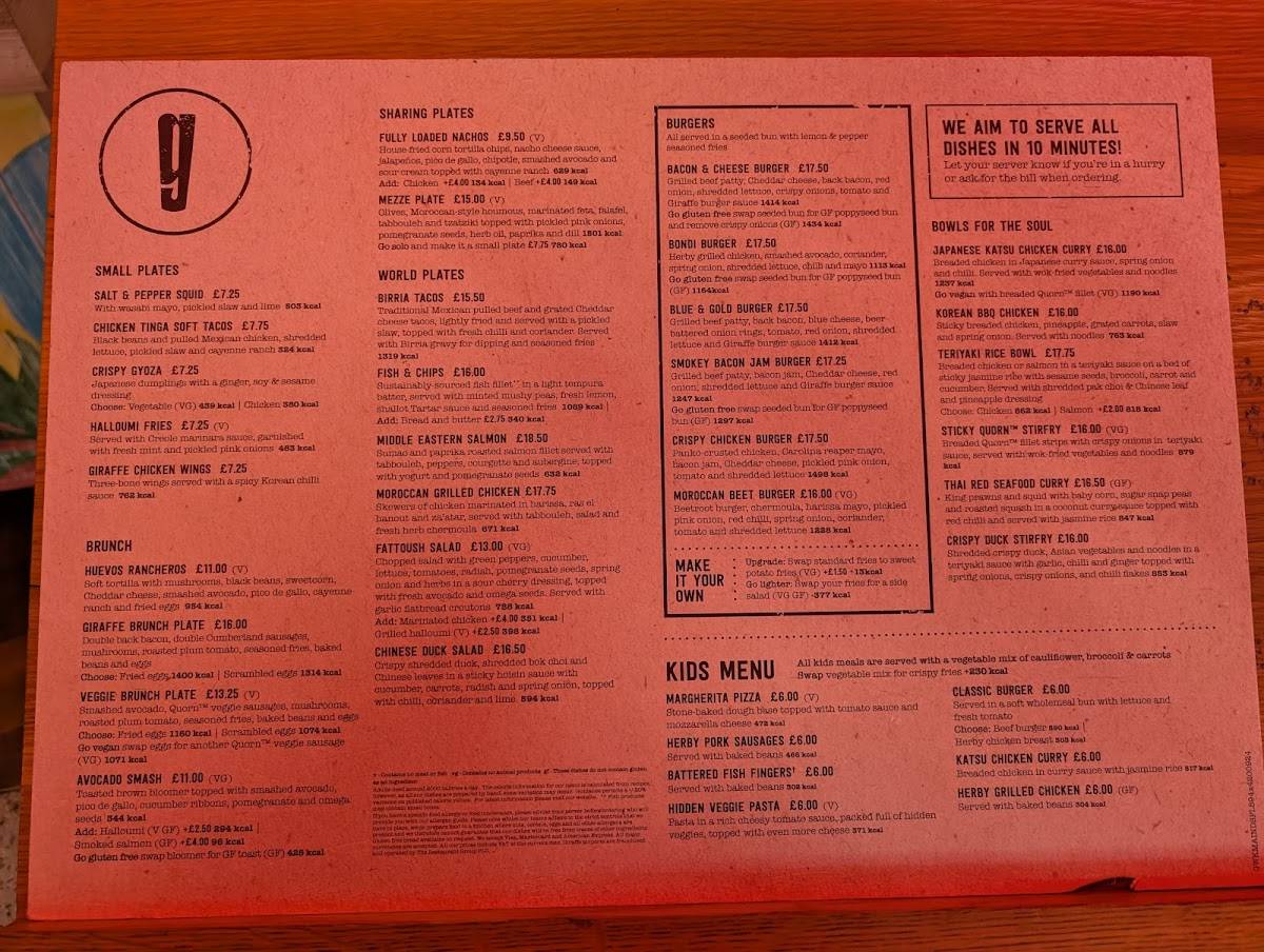 Menu at Giraffe - Gatwick Airport South restaurant, Crawley, London ...