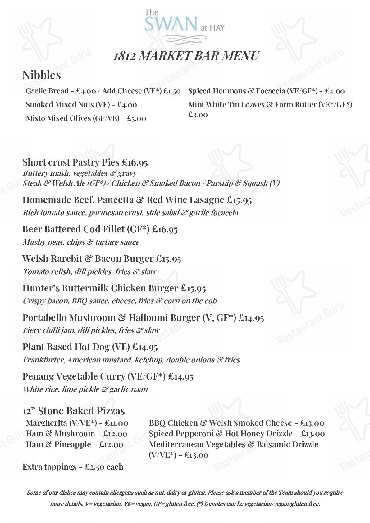 Menu at Bistro @ The Swan at Hay pub & bar, Hay-on-Wye