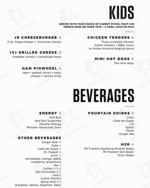 Menu at Topgolf Gold Coast restaurant, Gold Coast