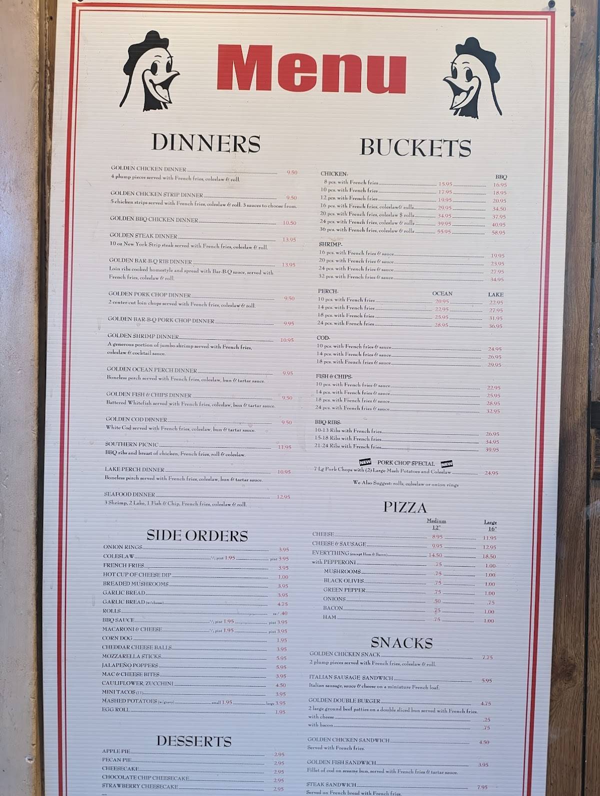 Menu at Golden Chicken pizzeria, Milwaukee, W Greenfield Ave