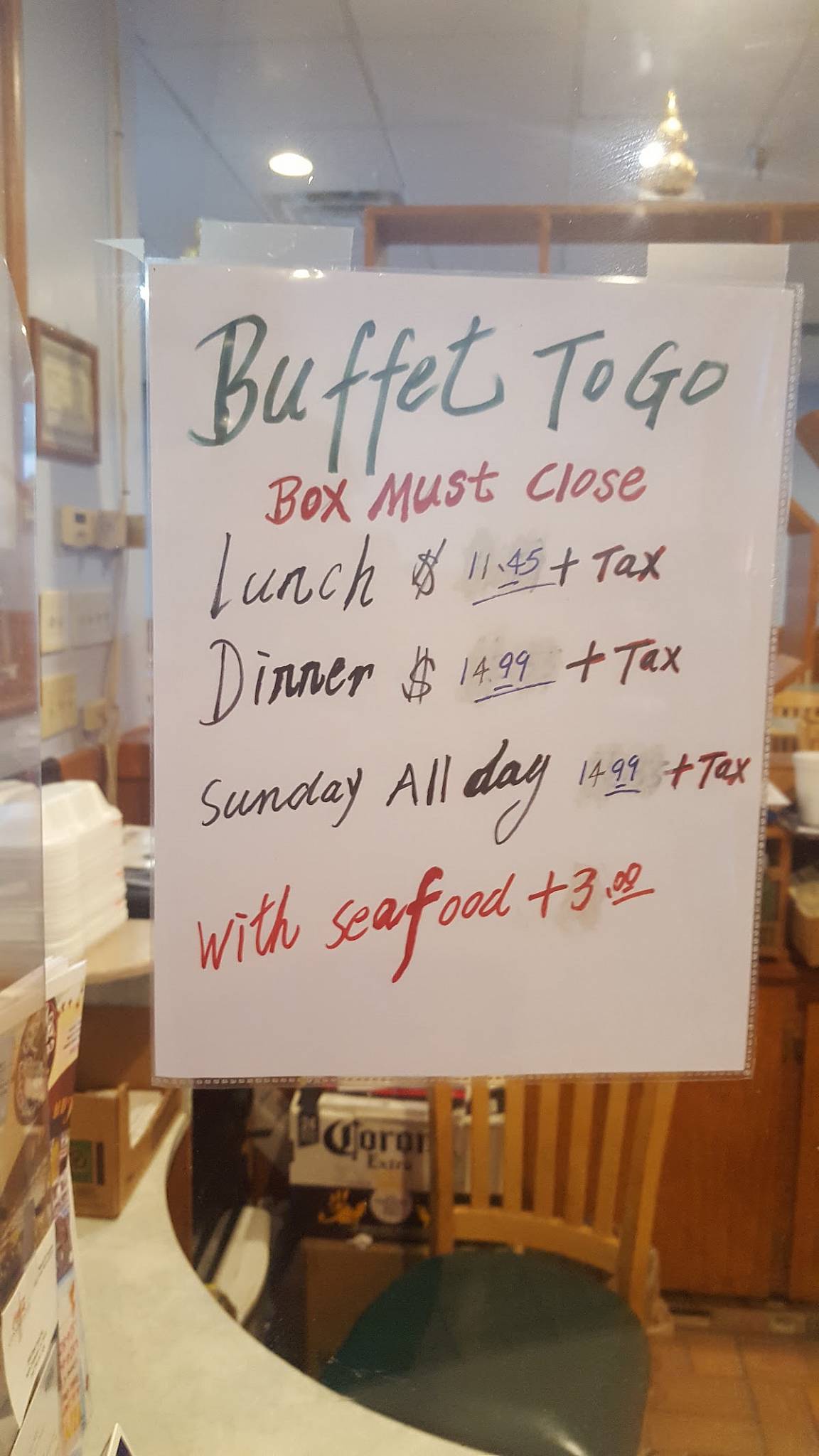 Menu at Golden China Buffet restaurant, Goose Creek