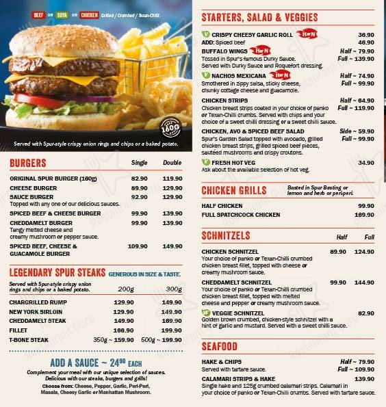 Menu at Golden Moon Spur Steak Ranch restaurant, Port Edward, Wild ...