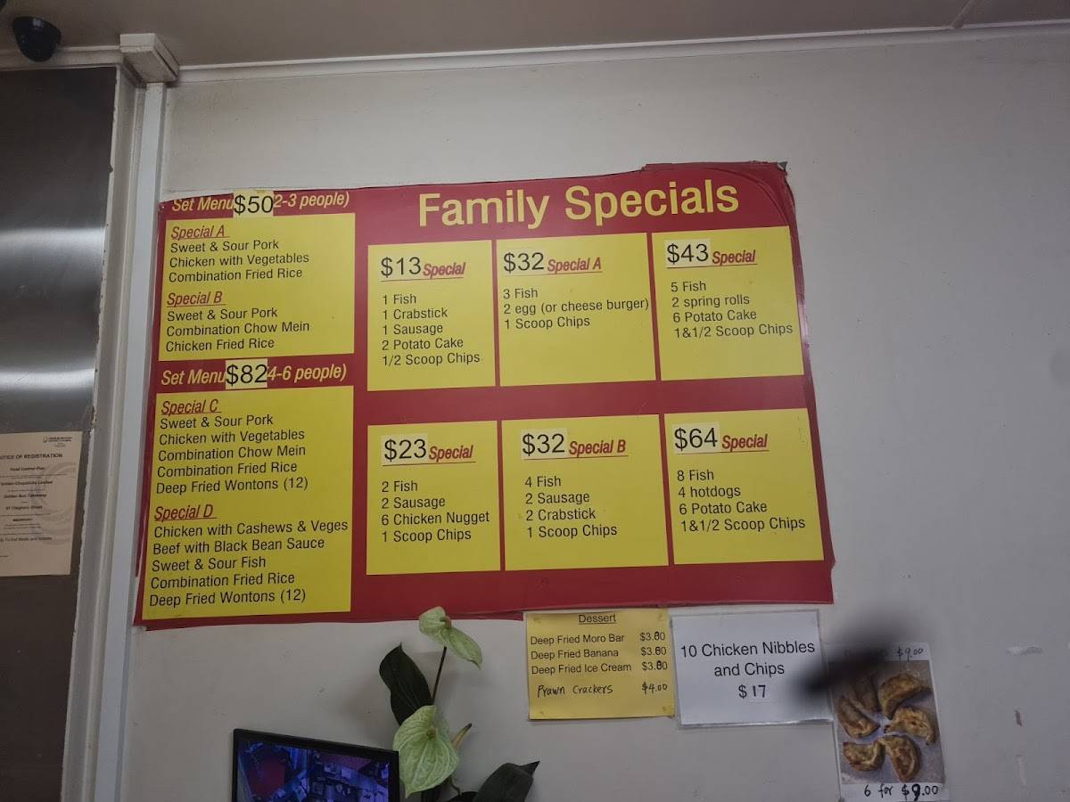 Menu at Golden Sun Chinese Takeaway restaurant, Blenheim