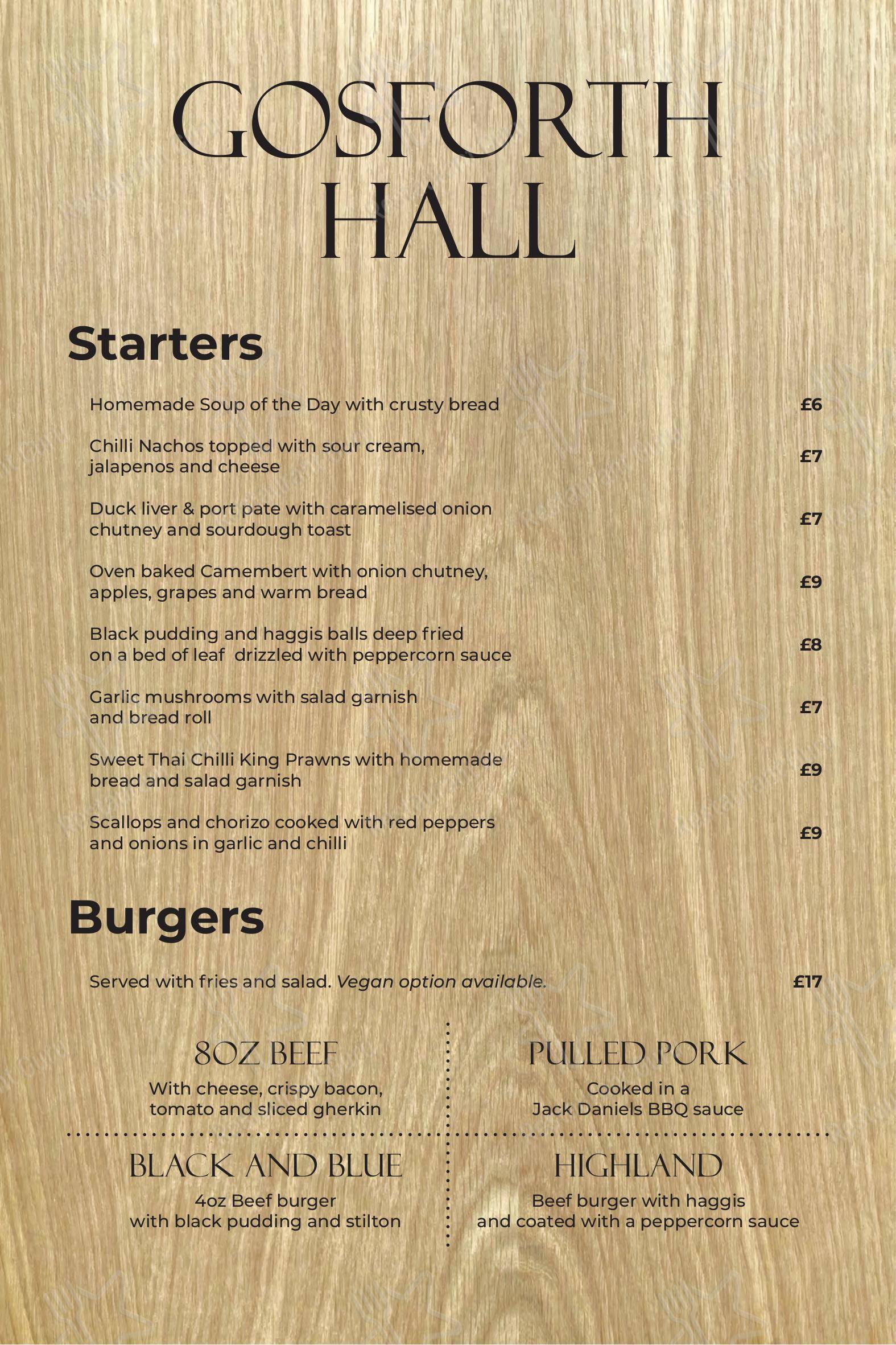 Menu at Gosforth Hall Inn pub & bar, Gosforth