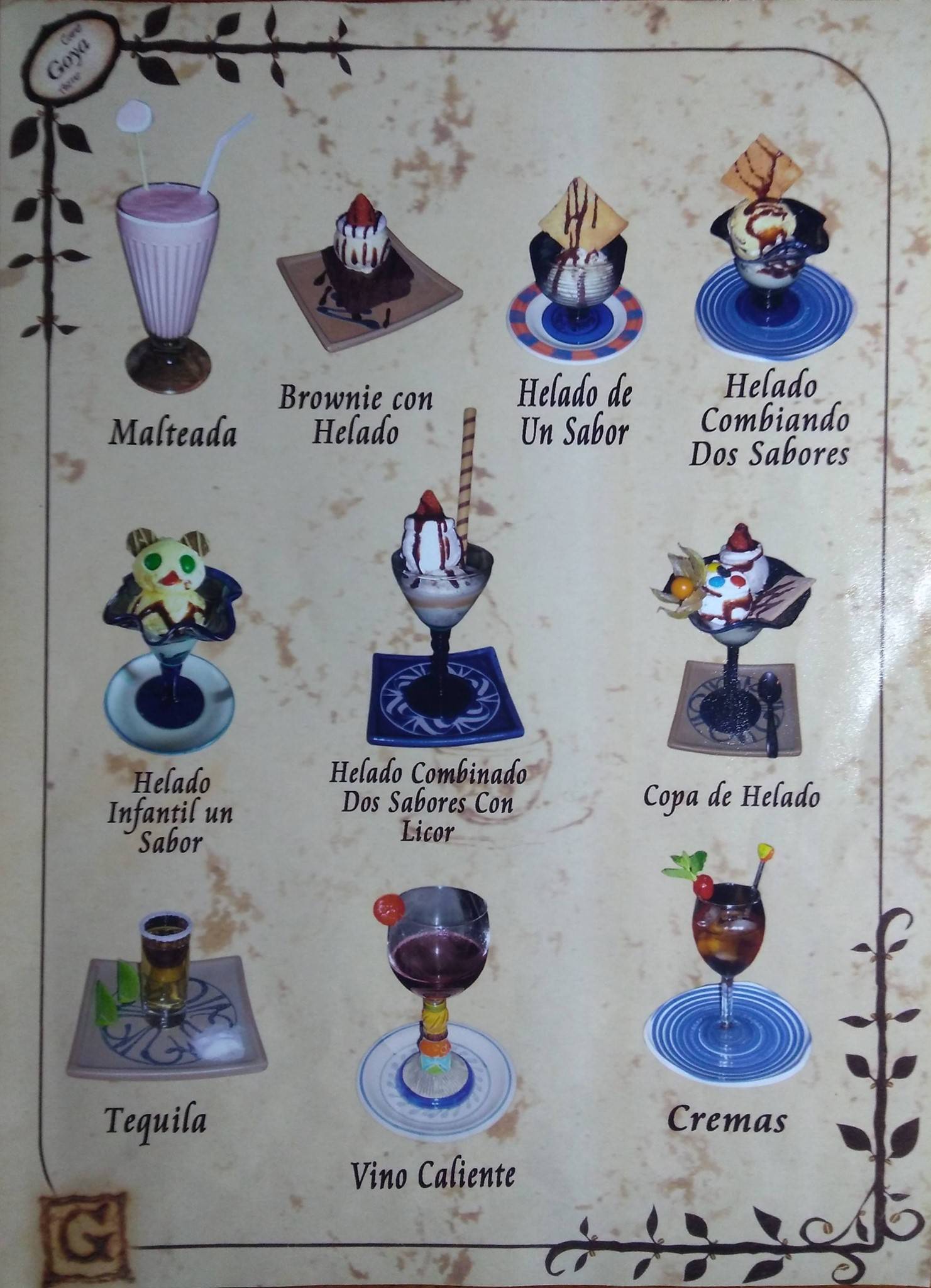 Carta de Goya Cafe, Facatativá