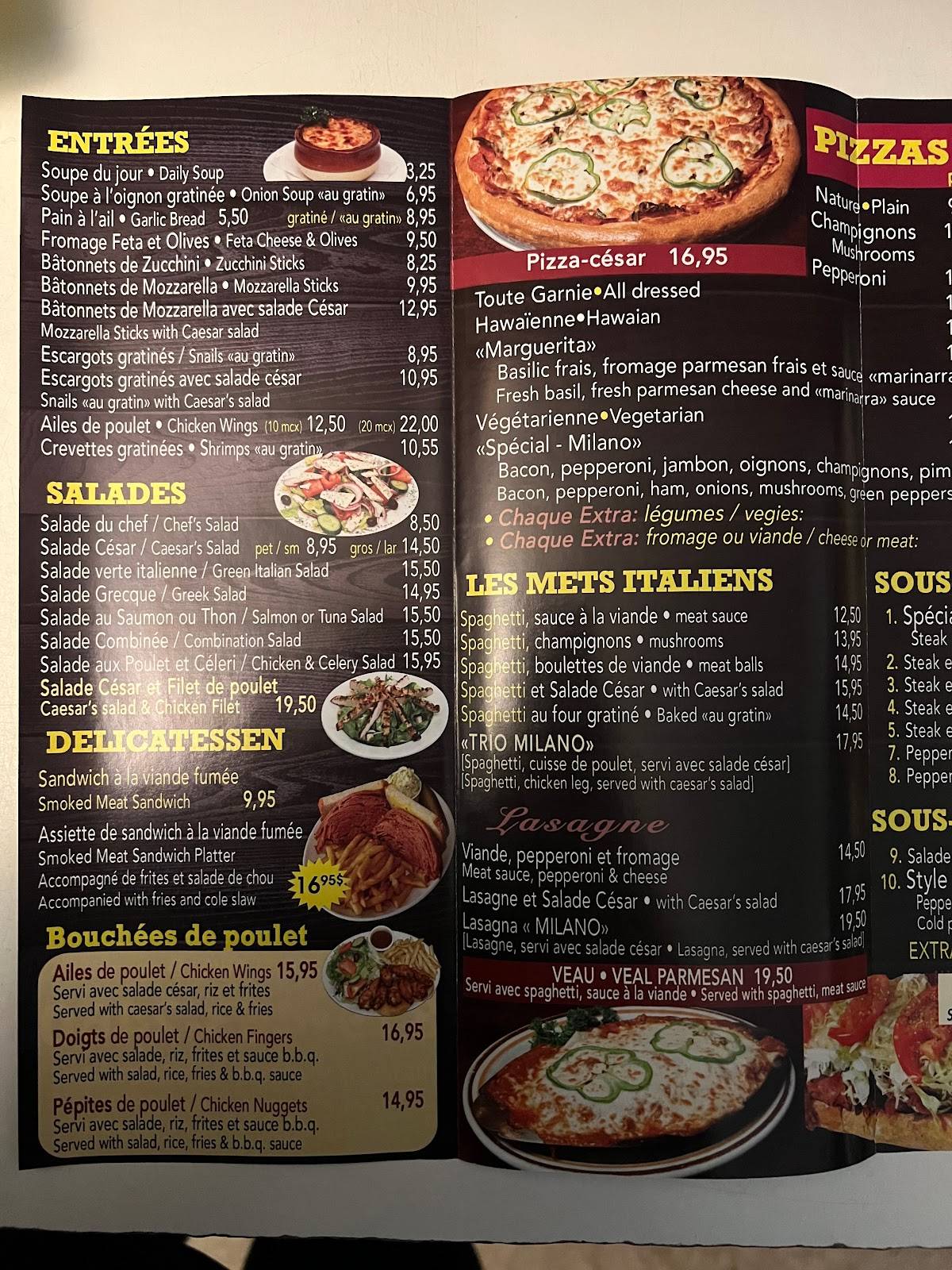 Menu at Milano Restaurant, Gracefield