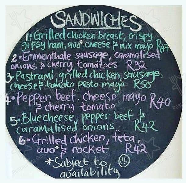Menu at Relish Cafe, Grahamstown