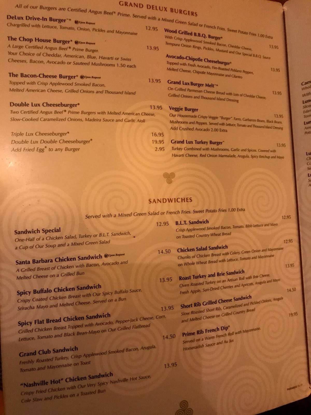 Menu at Grand Lux Cafe, Paramus