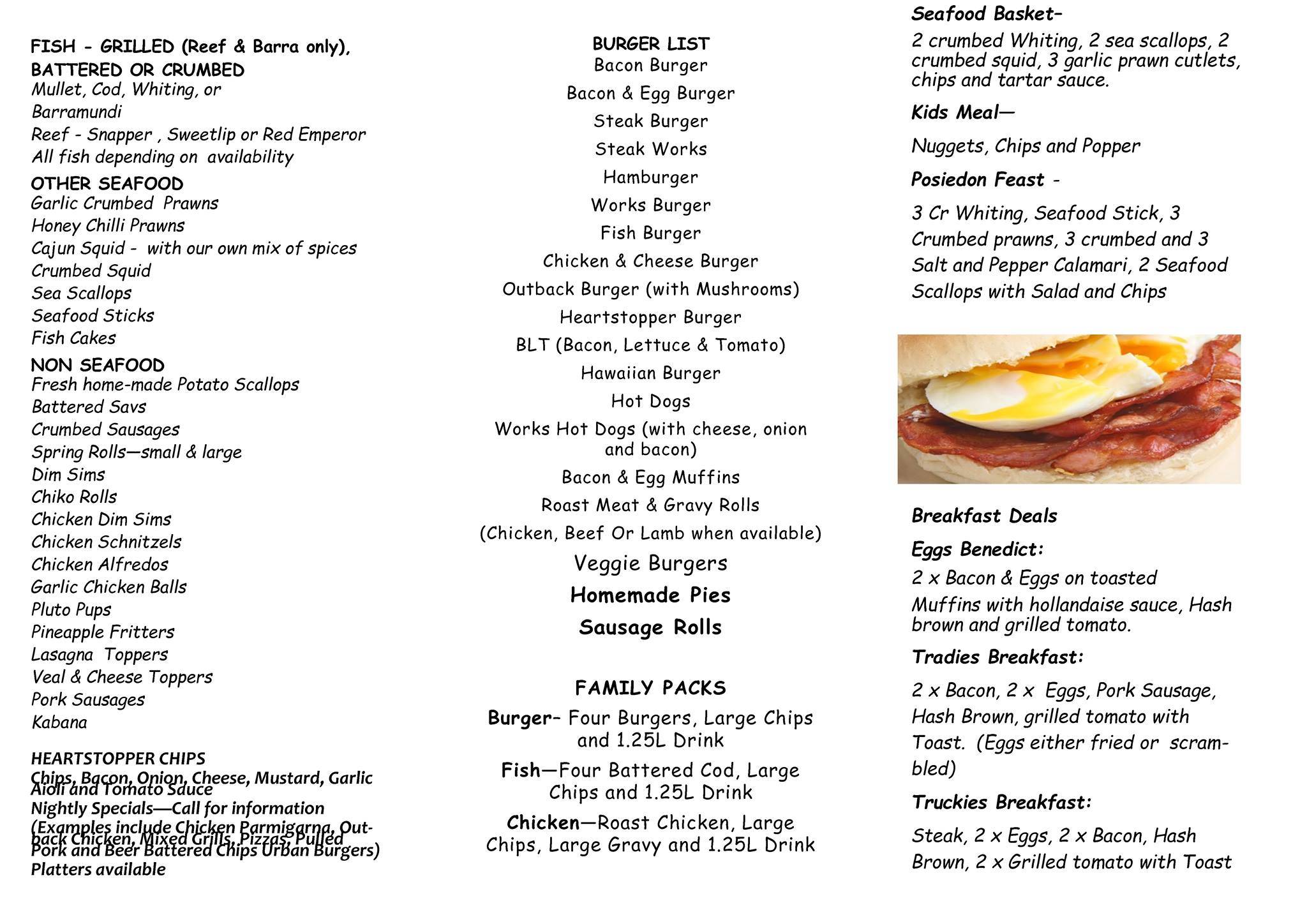 Menu at Granville Take Away restaurant, Maryborough