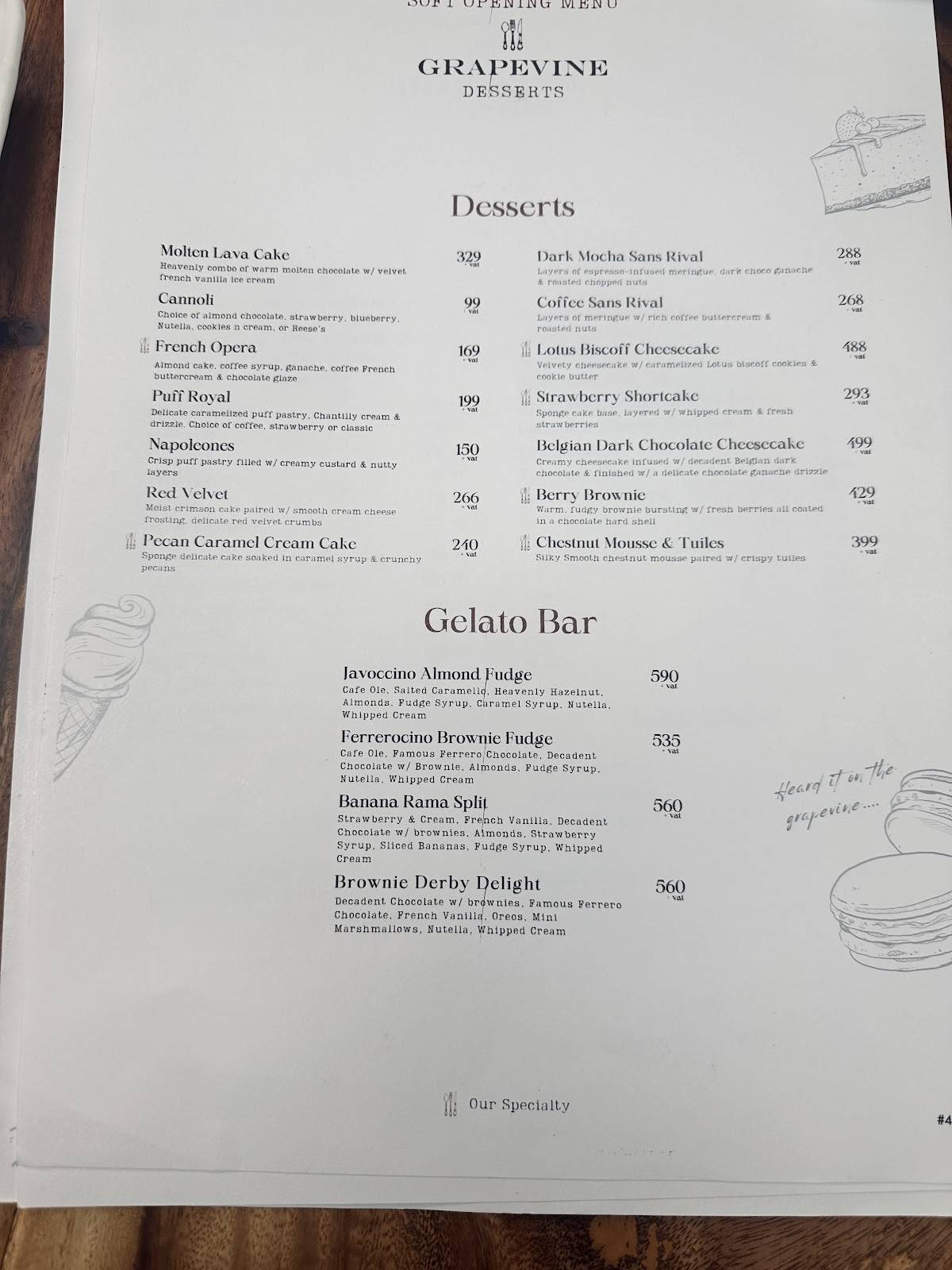 Menu at Grapevine Restaurant, Quezon City