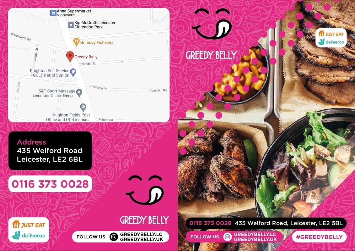 Menu at Greedy Belly restaurant, Leicester