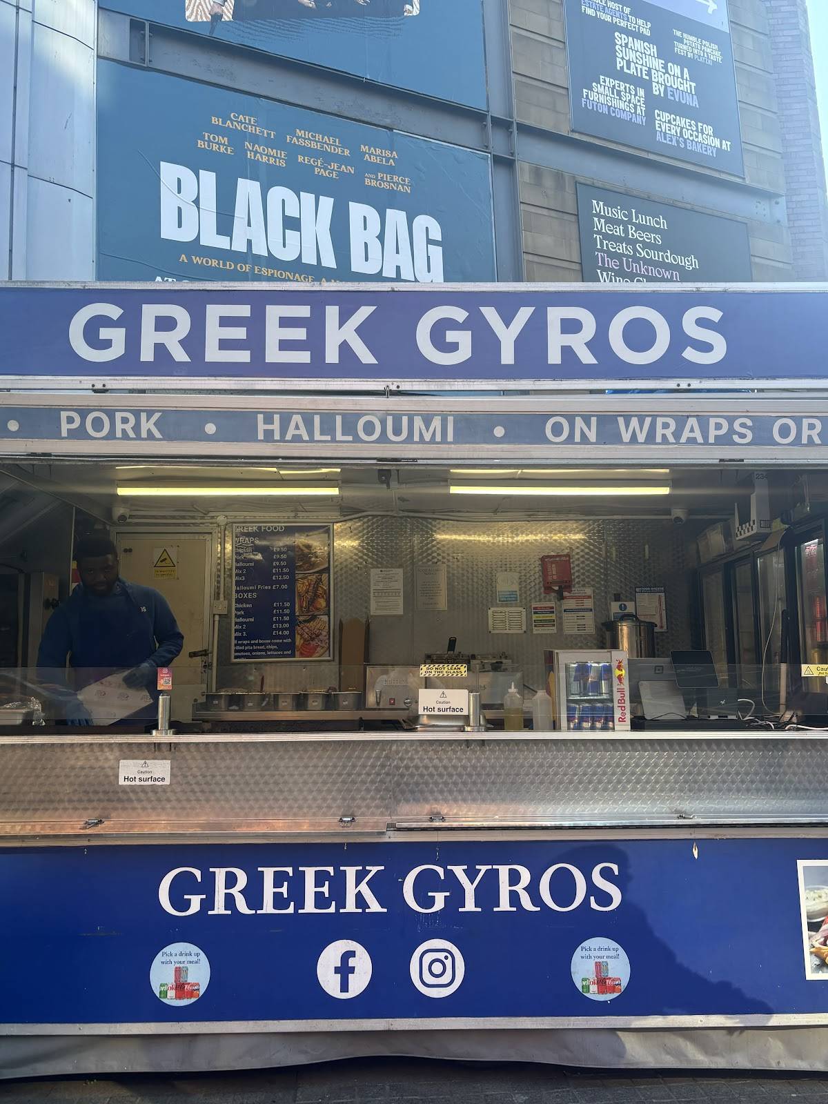 Menu at Greek Gyros restaurant, Manchester