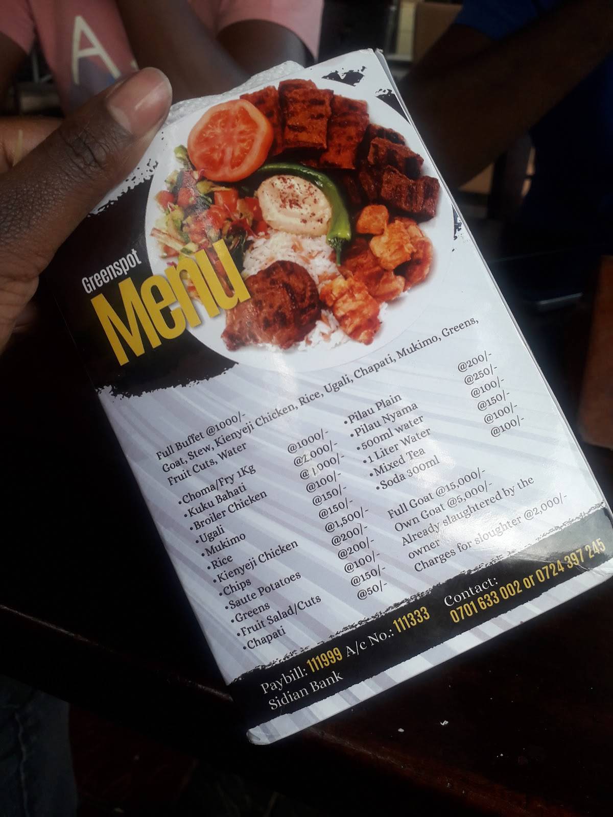 Menu at Green Spot Gardens restaurant, Ruiru