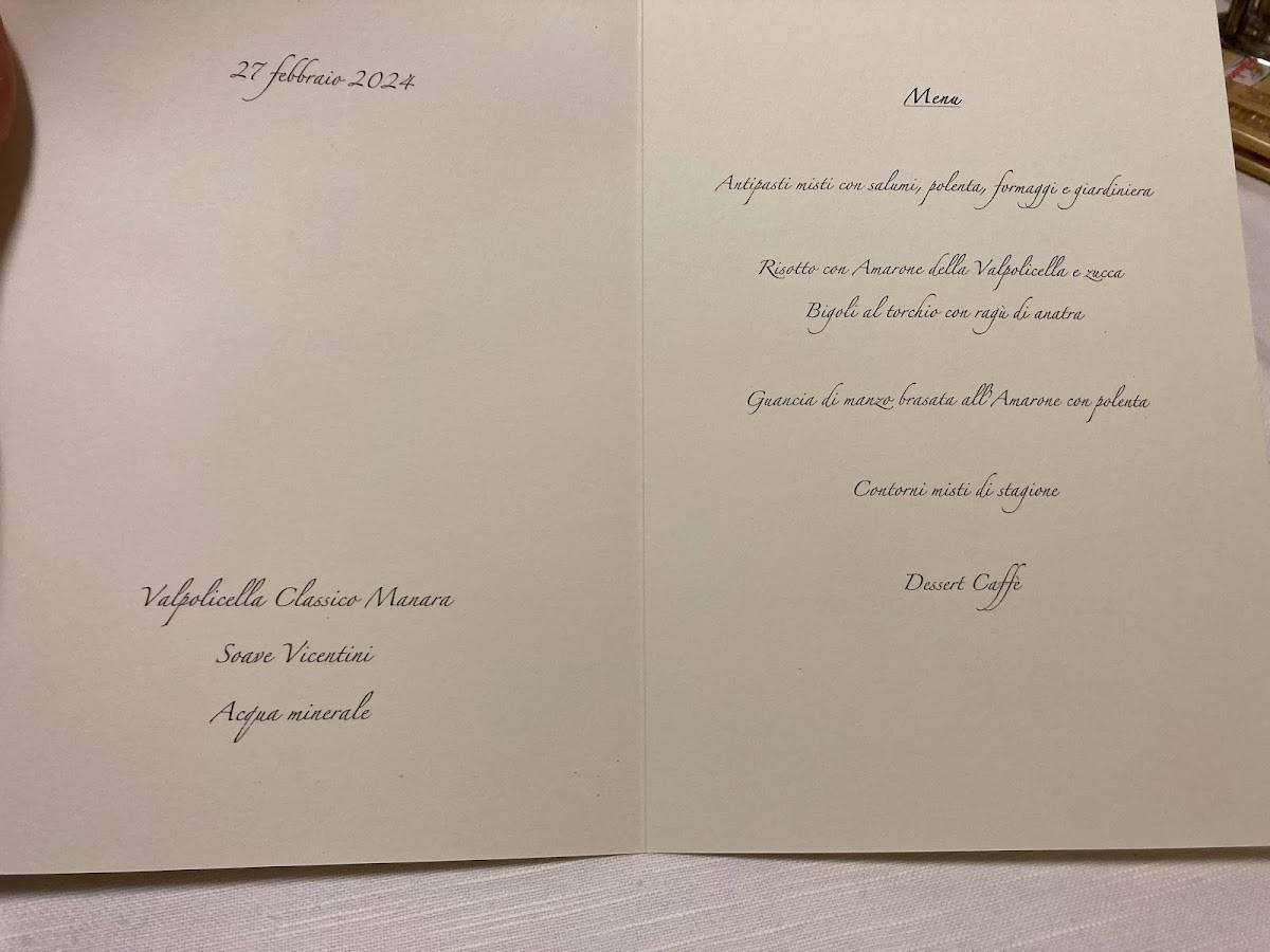 Menu at Greppia restaurant, Verona, Vicolo Samaritana