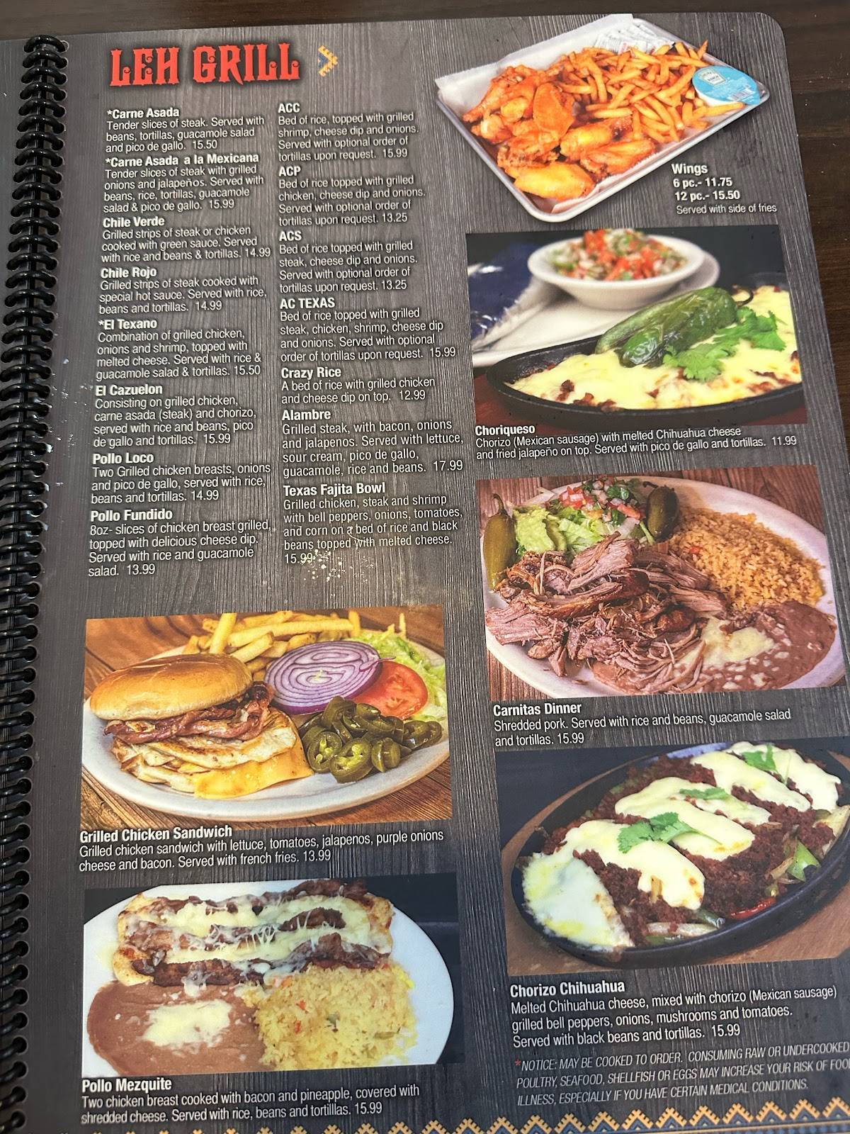 Menu at Gringo's Mexican Grill restaurant, Jefferson