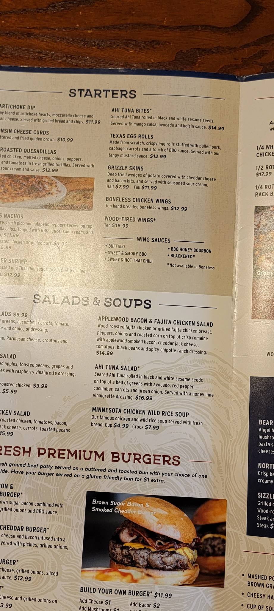 Menu at Grizzly's Wood-Fired Grill - Willmar restaurant, Willmar