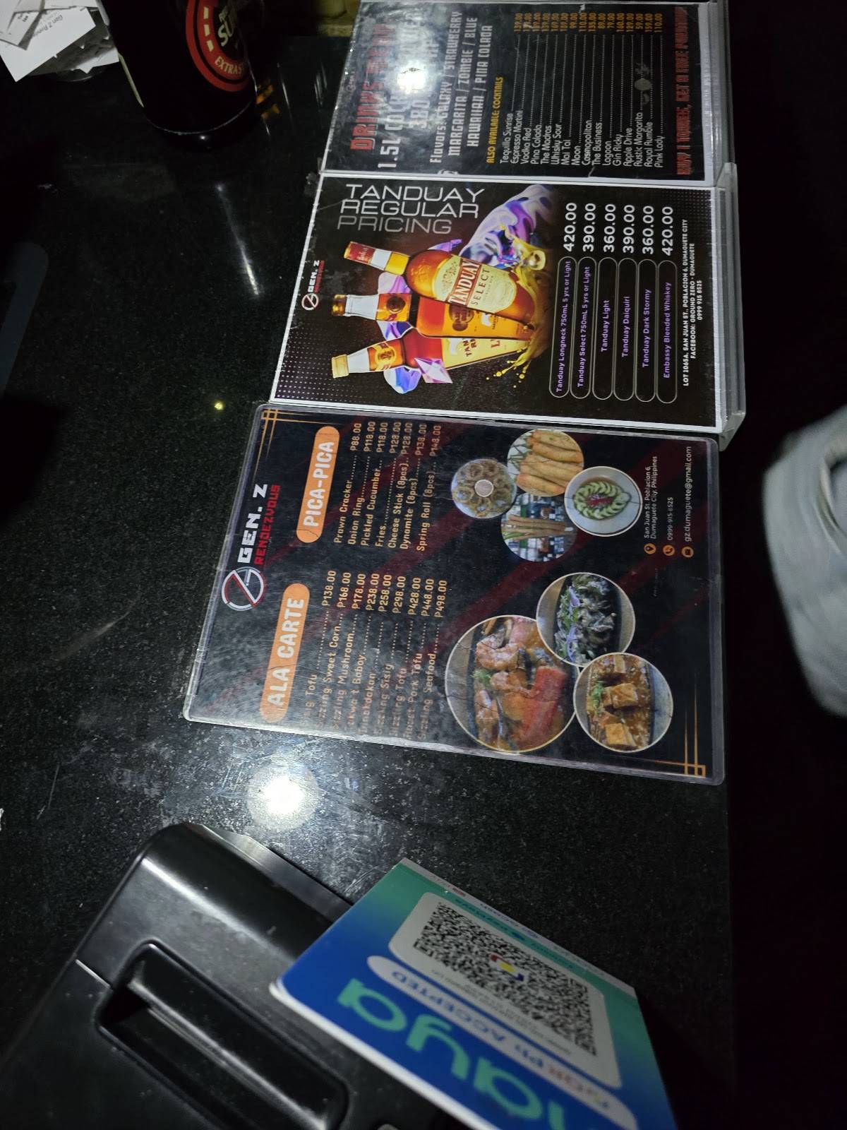 Menu at Ground Zero Restaurant, Dumaguete