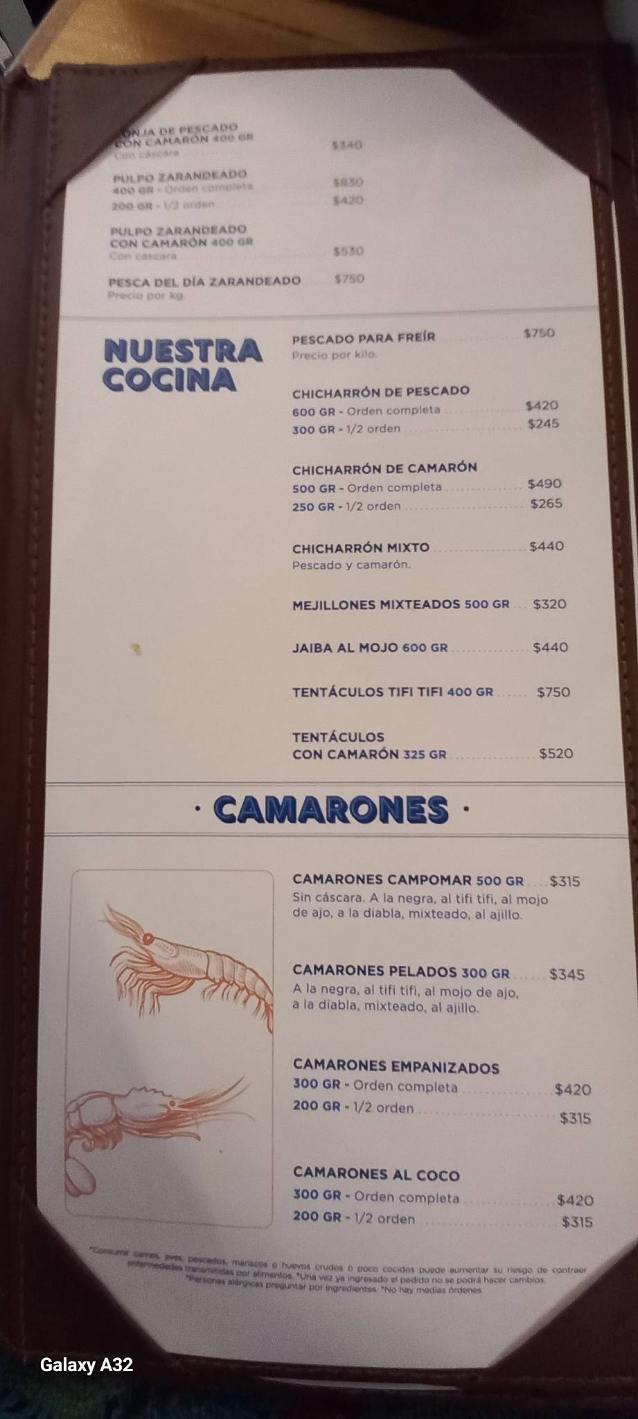 Carta del restaurante Campomar Chapalita, Guadalajara, San Dionisio 33