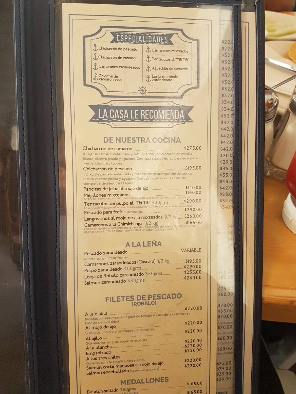 Carta del restaurante Campomar Chapalita, Guadalajara, San Dionisio 33