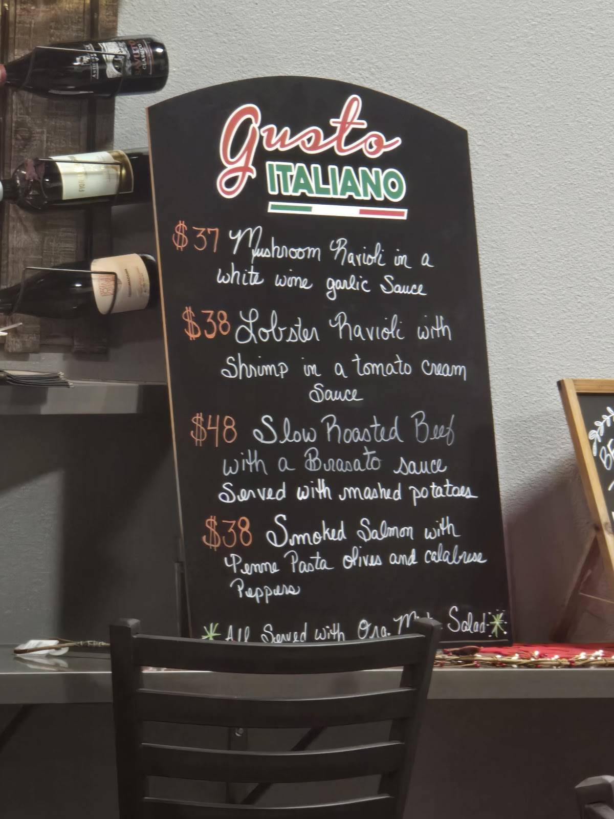 Menu at Gusto Italiano restaurant, Modesto