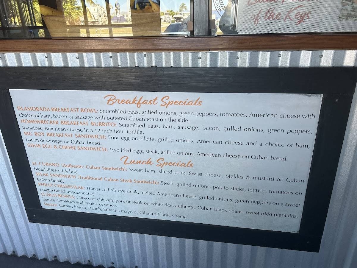 Menu at HARBOR CAFE 90, Tavernier