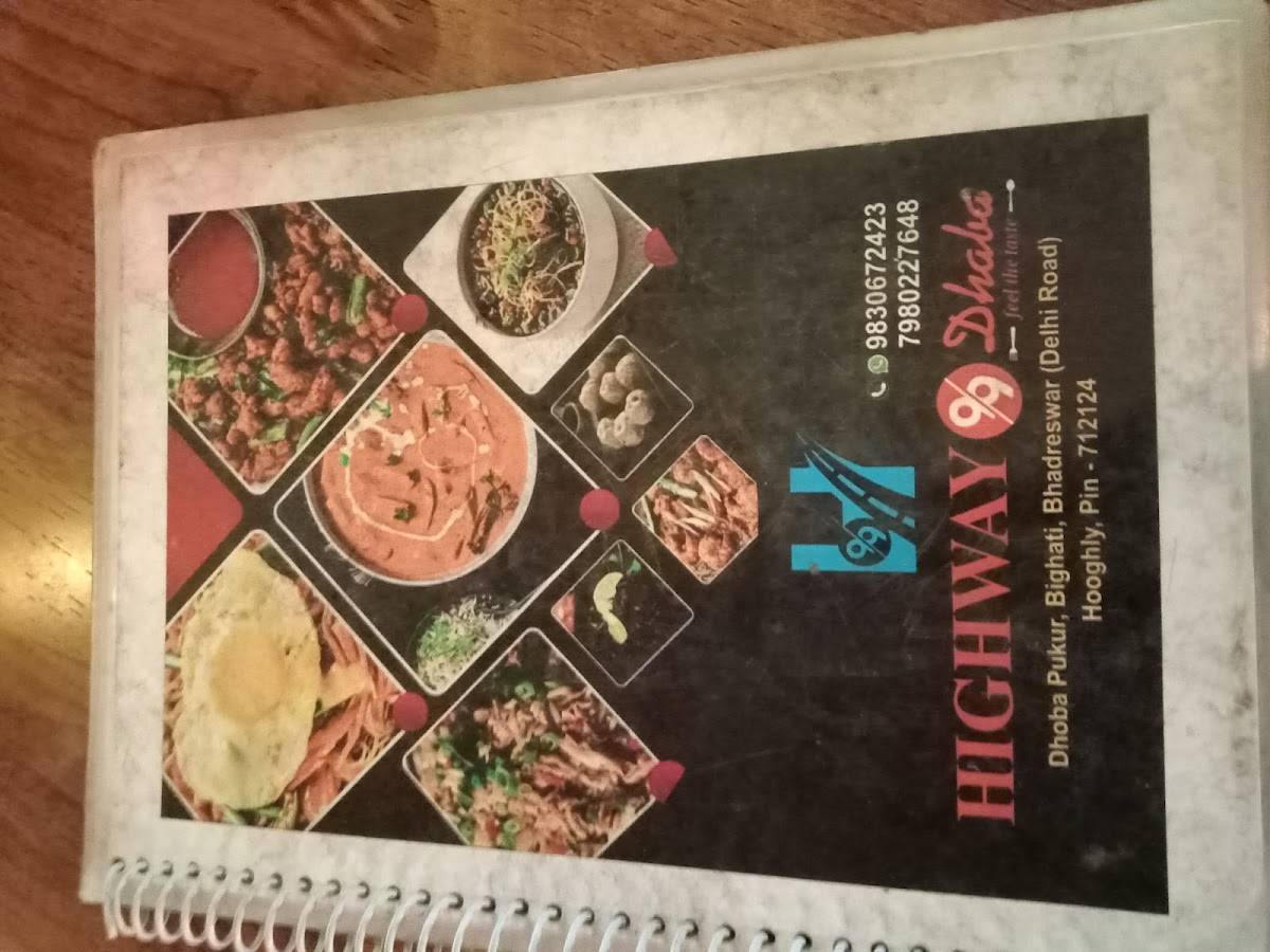 Menu at HIGHWAY 99 DHABA, India