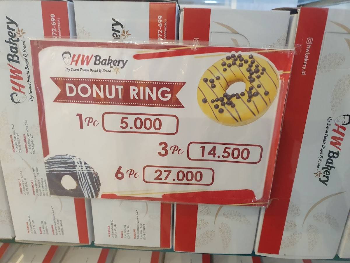Menu at HW Bakery, Pasuruan