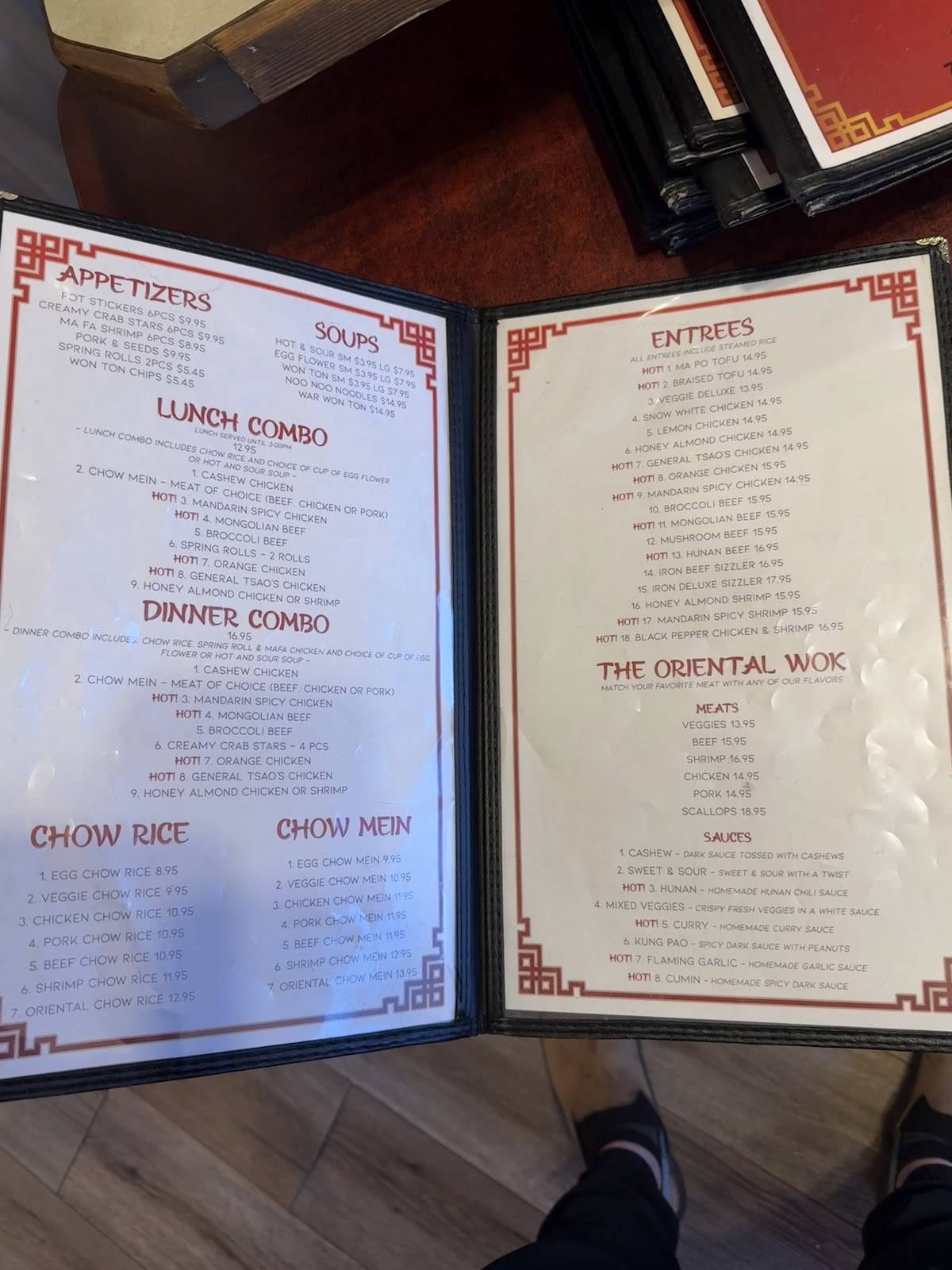 Menu at Hai Yan Oriental Cuisine restaurant, Donnelly