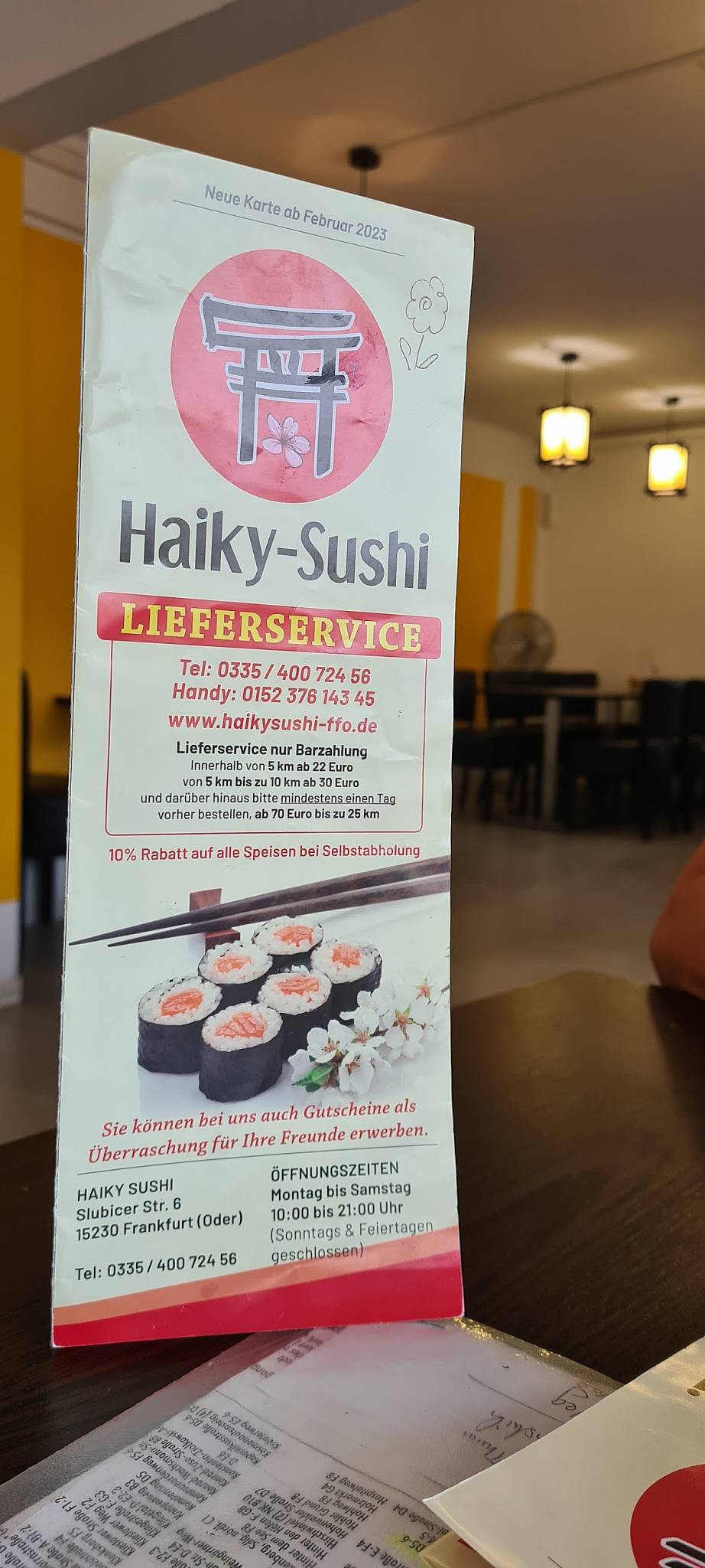 Speisekarte von Haiky Sushi restaurant, Frankfurt (Oder)