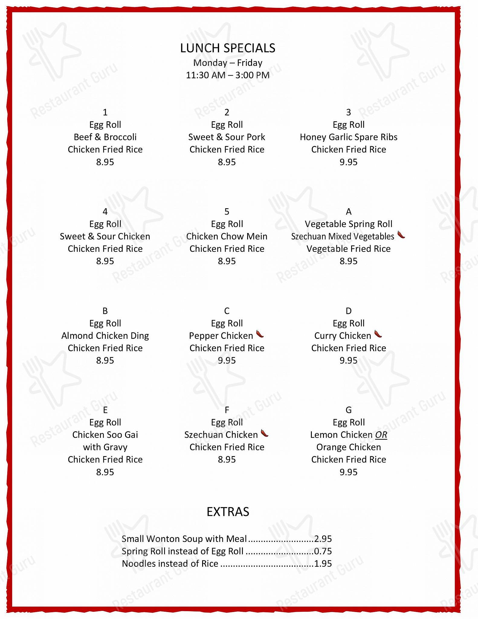 Menu at Silver Dragon Restaurant, Halifax