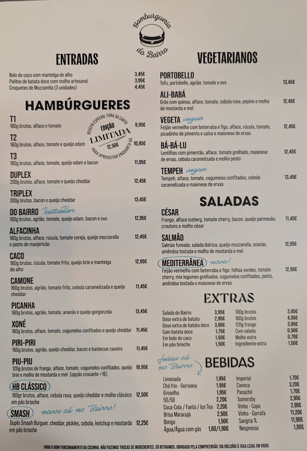 Menu em Hamburgueria do Bairro - Restelo restaurante, Lisboa, R. Duarte ...