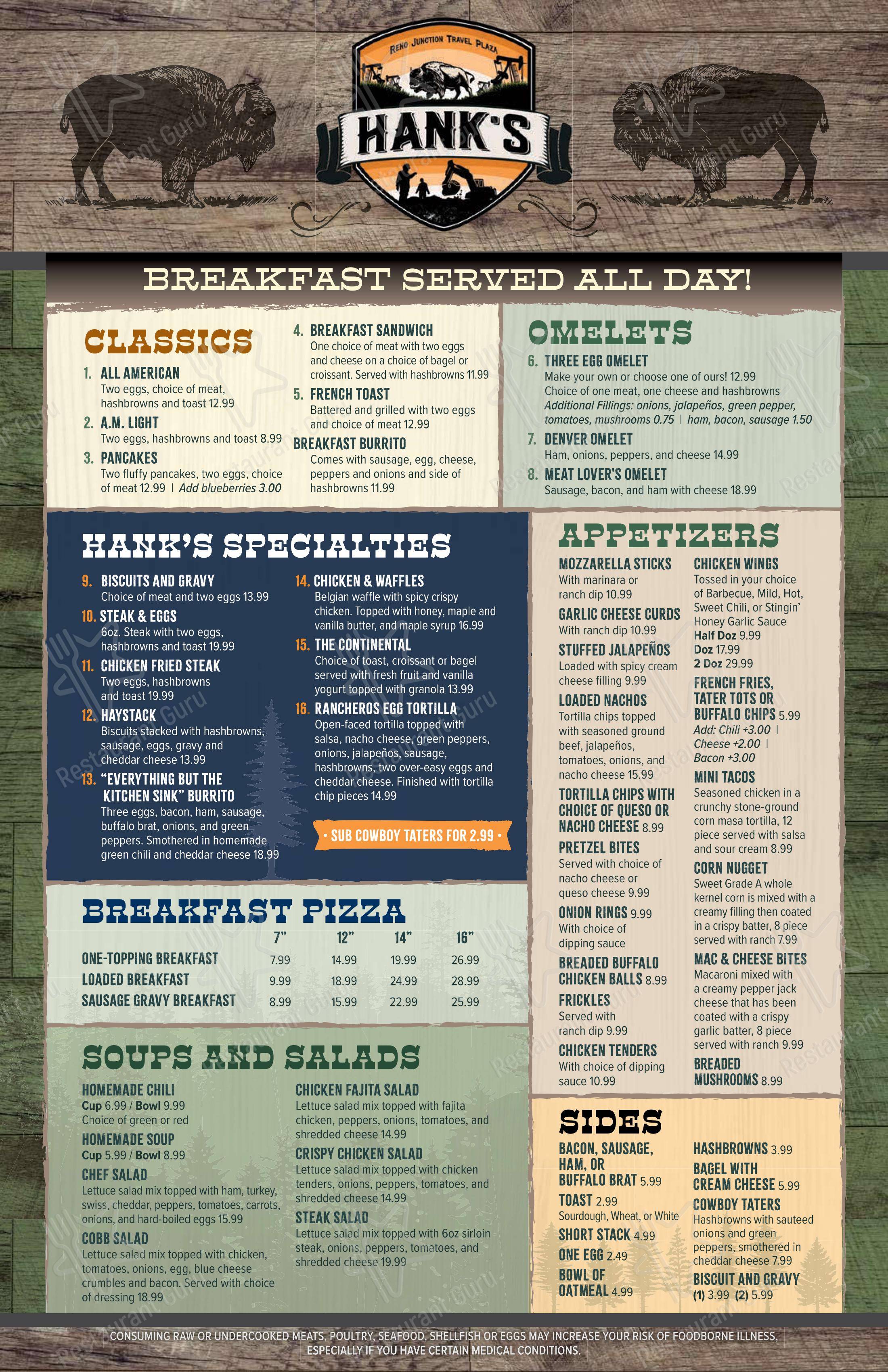 Menu at Hanks Roadside Bar and Grill, Wright